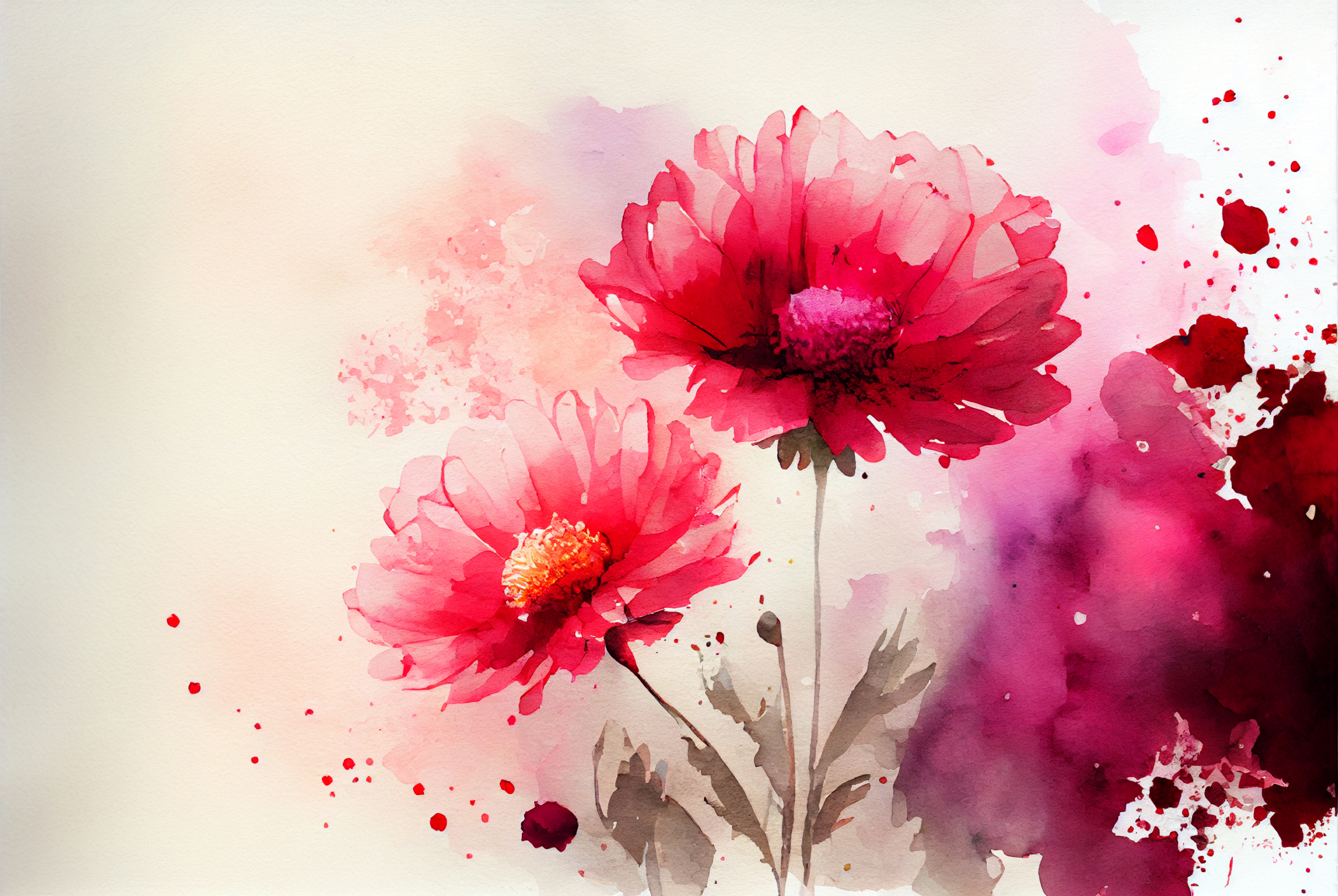 Free Watercolor Pink Flower Background Image
