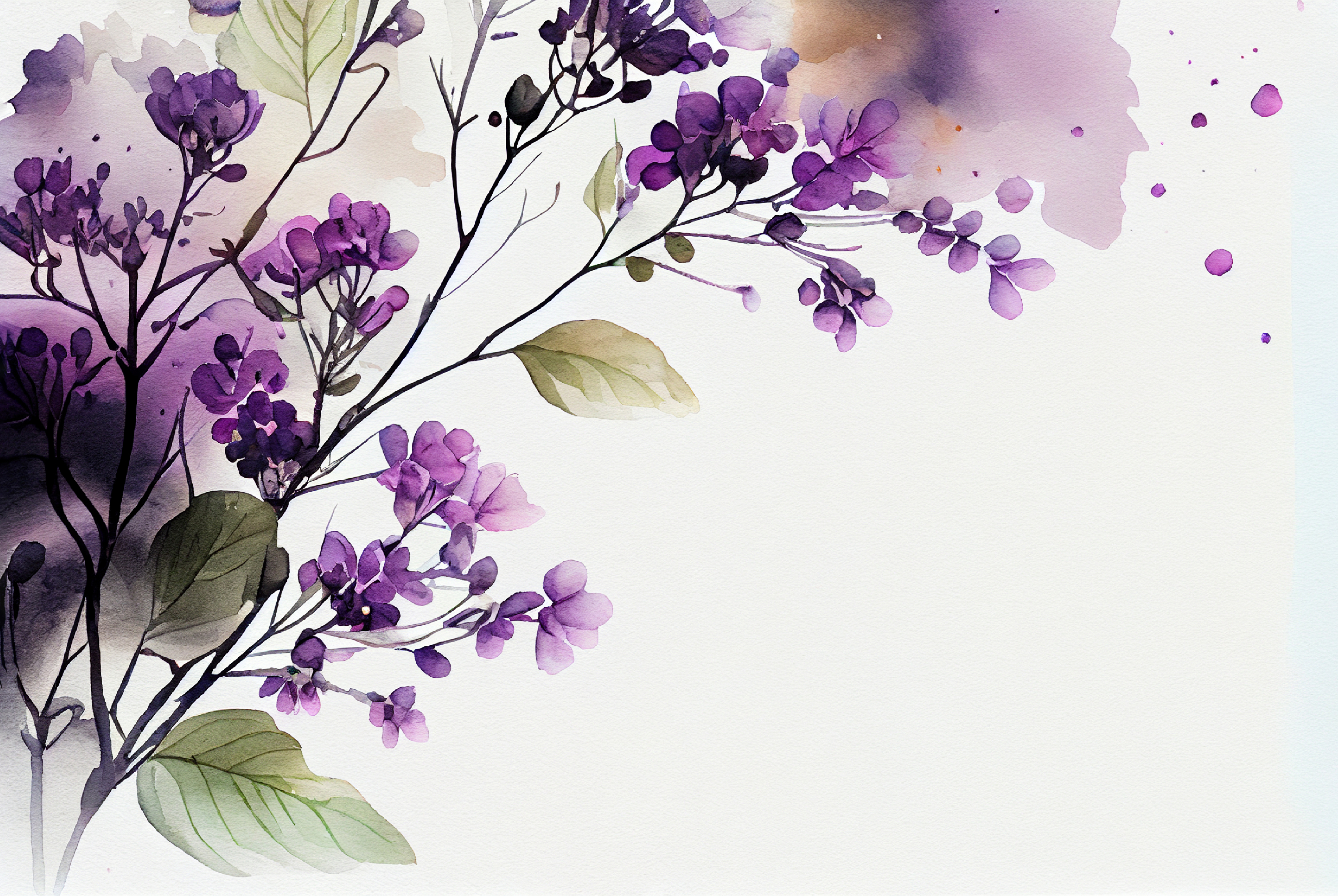 Free Watercolor Purple Flower Card Background