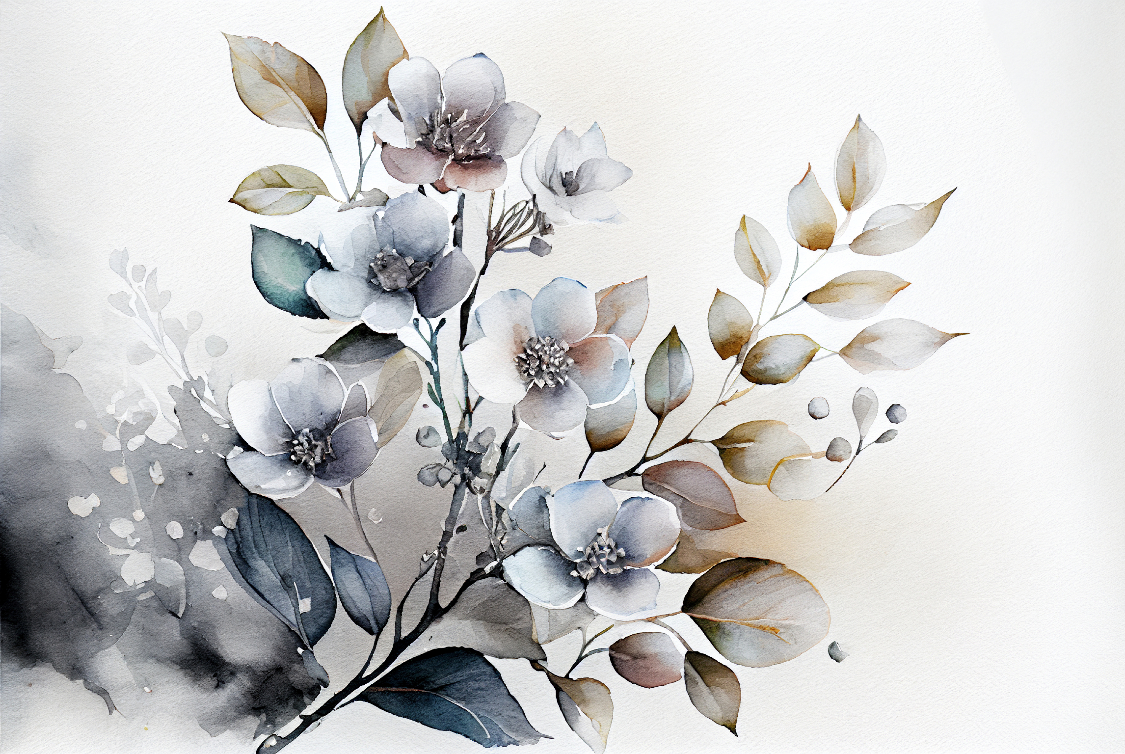 Free Download Watercolor Silver Flower Background