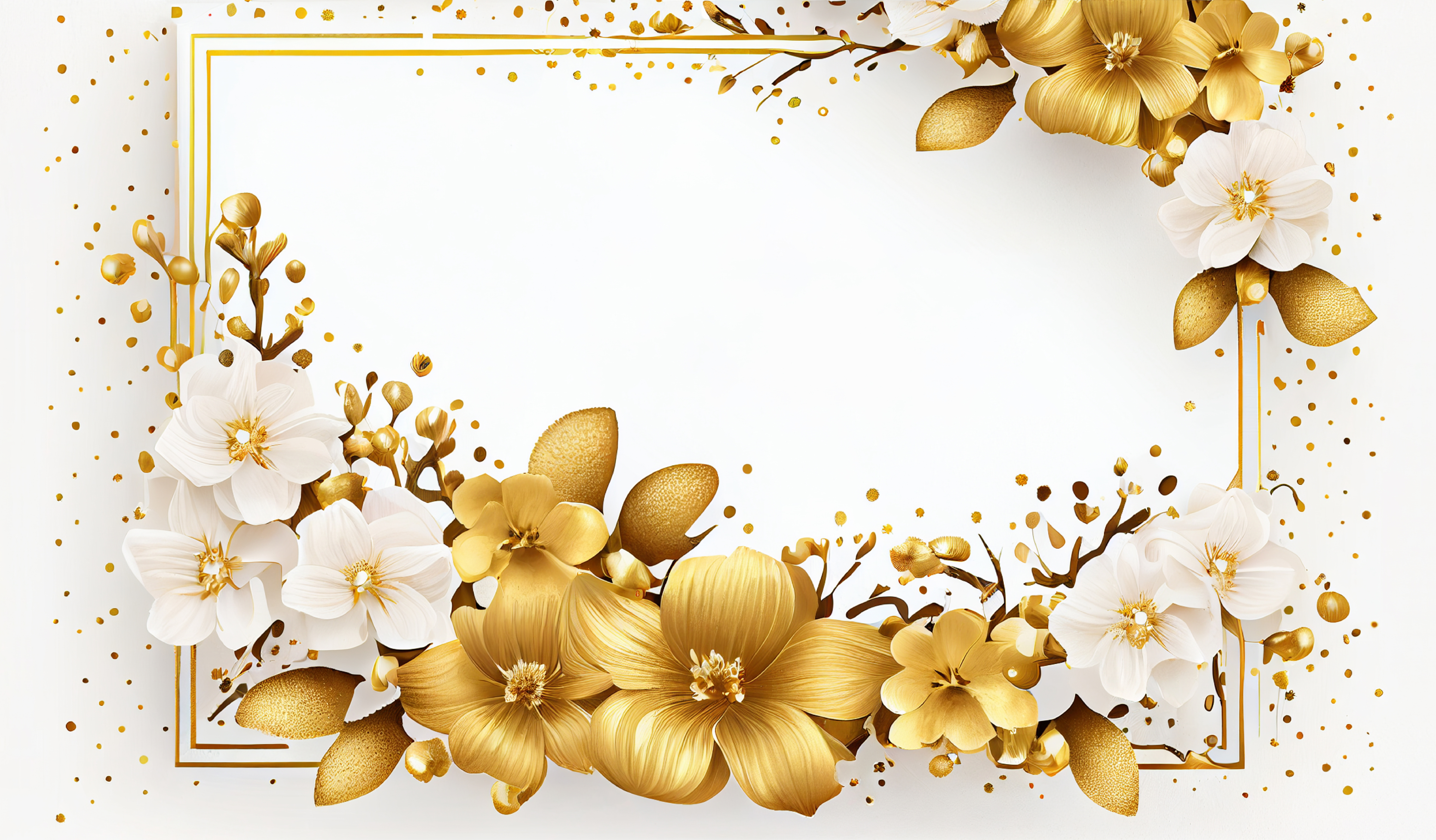 Free Download Gold Flower Frame Design