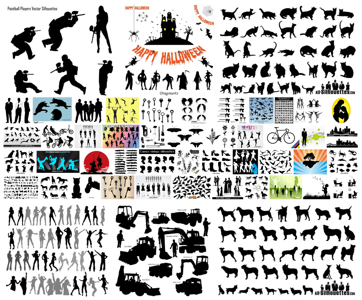Exquisite Compilation Of Vector Silhouettes in Multiple Themes ...