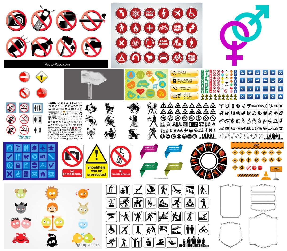 Dazzling Collection of Over 20 Vector Sign Designs