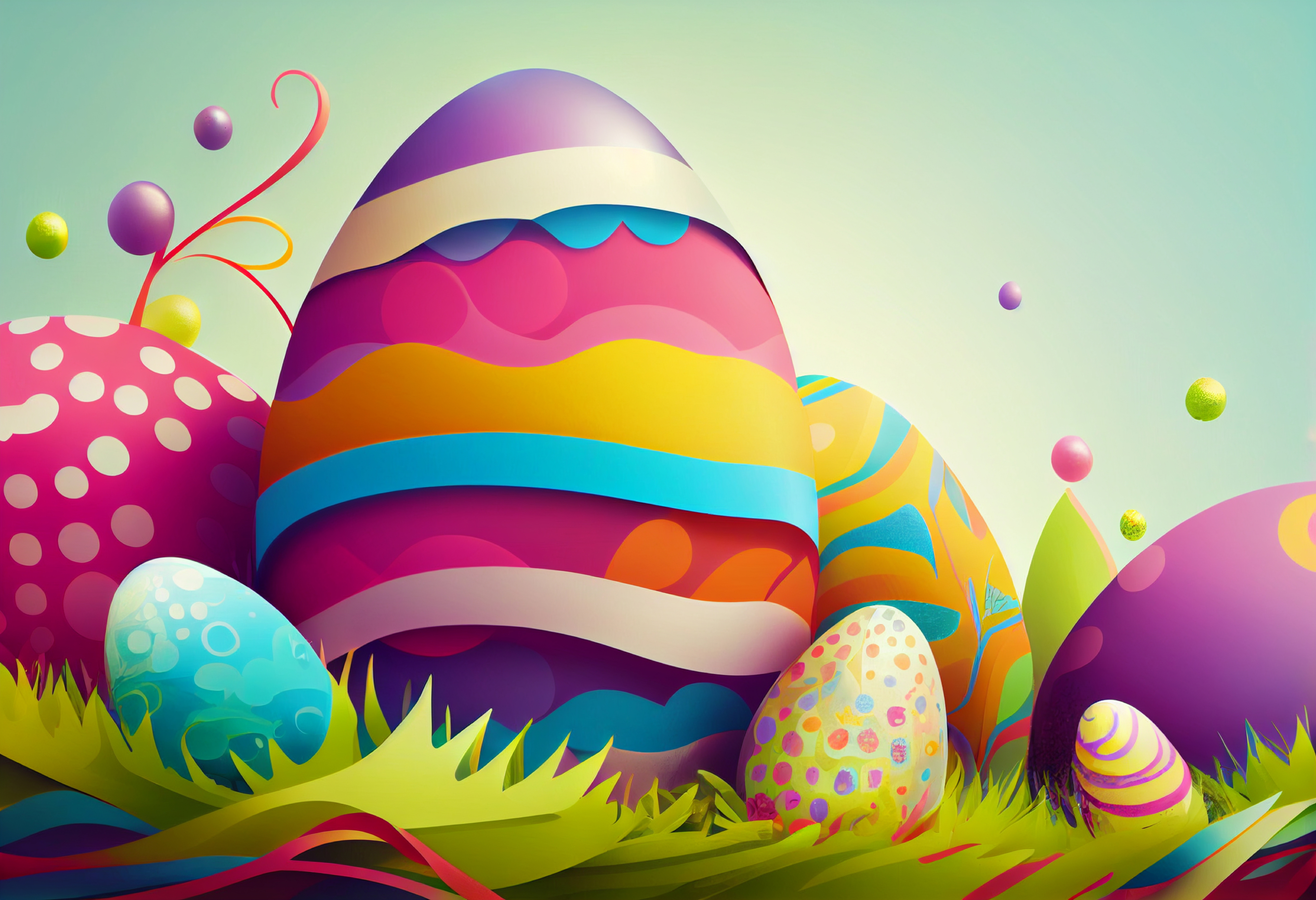 Free Colorful Easter Eggs Background Image