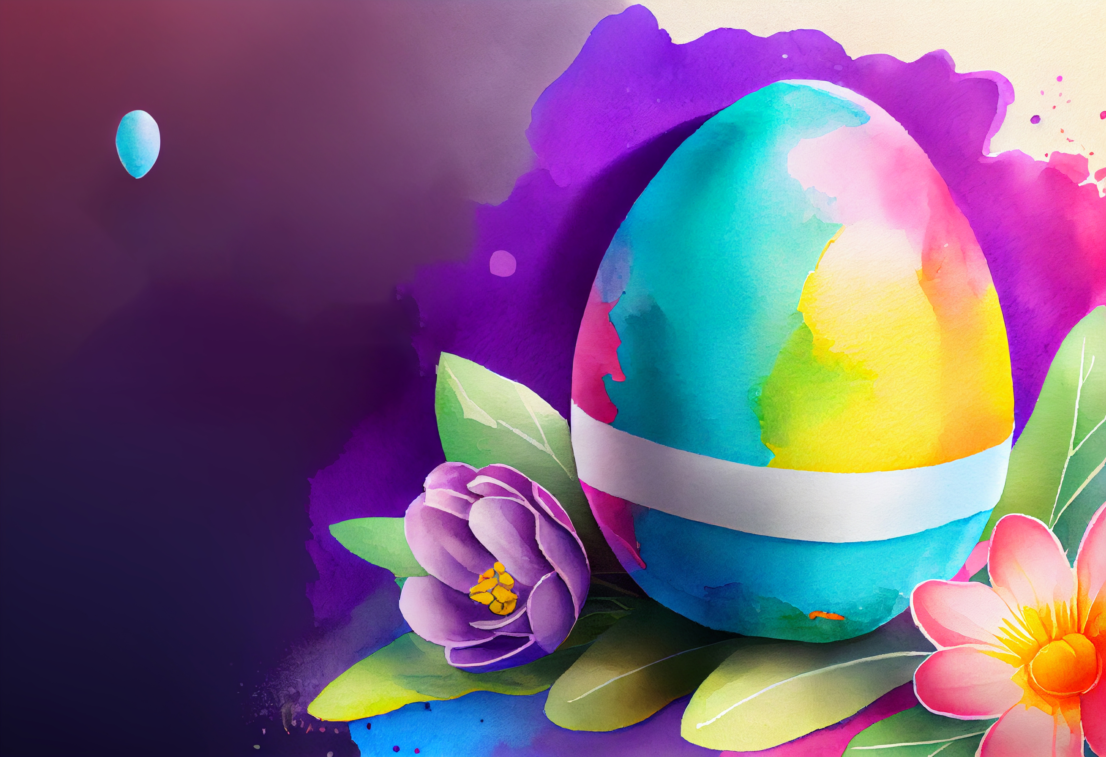 Free Download Watercolor Colorful Easter Eggs on Colorful Background Image