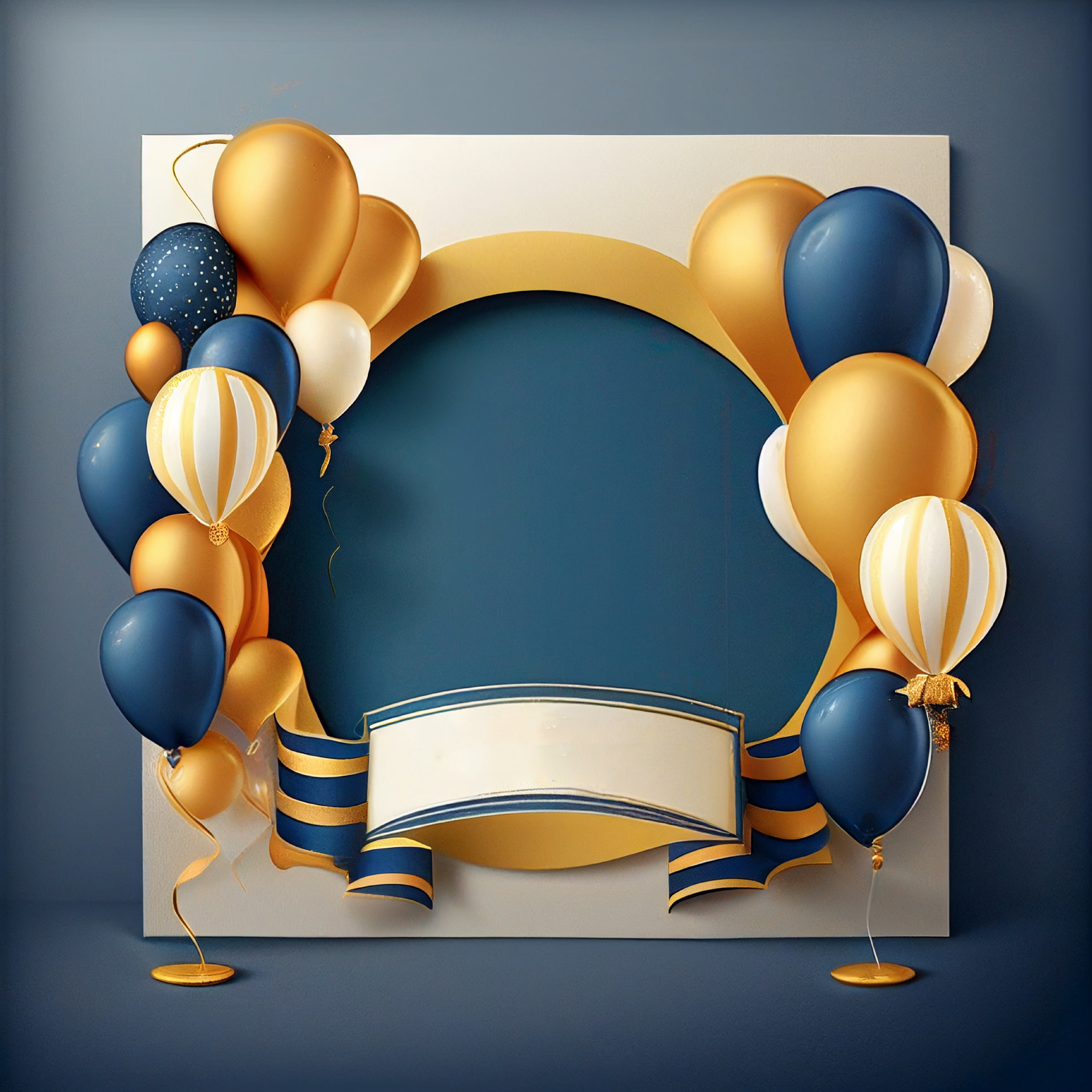 Free Download Blue and Gold Birthday Card Background