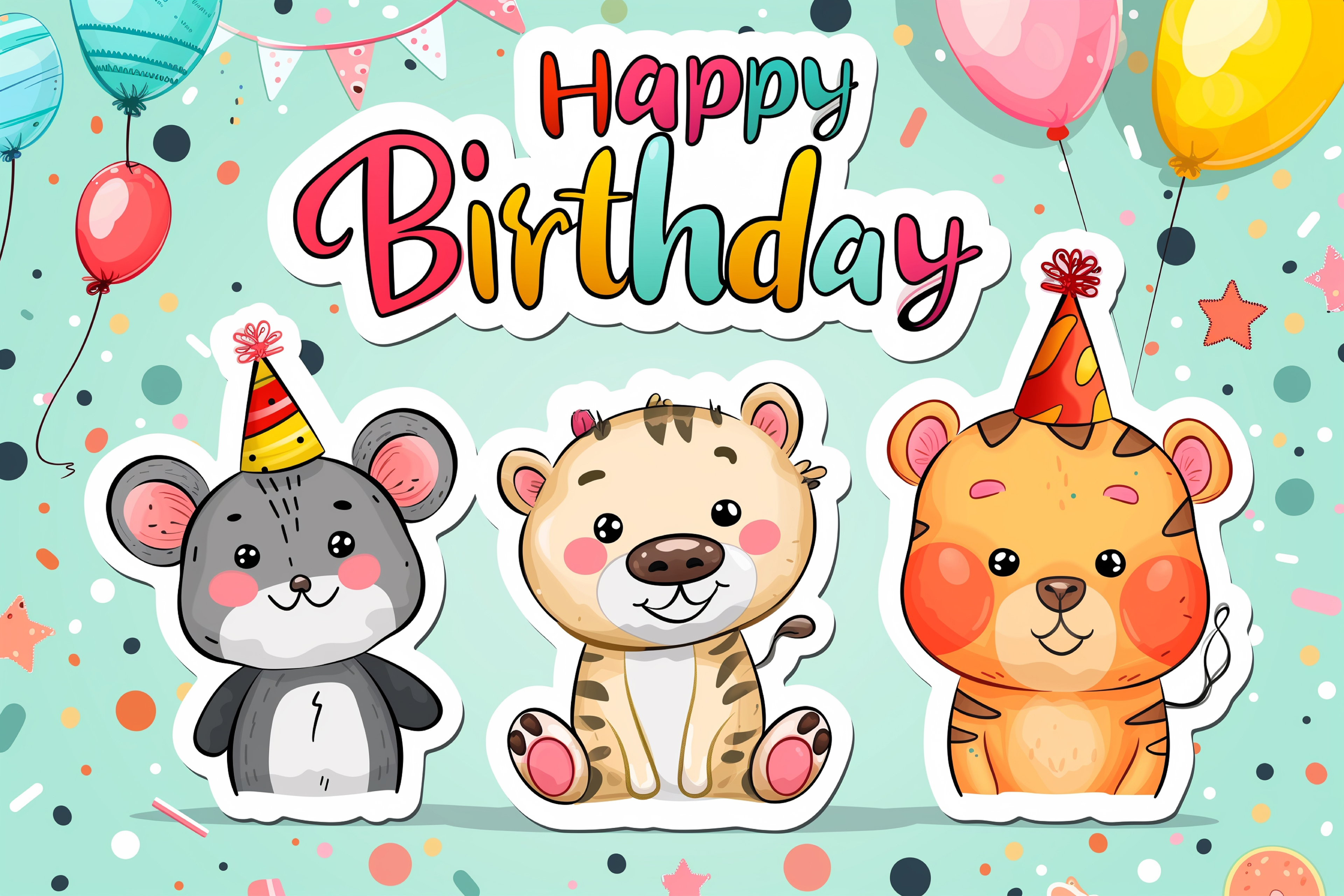 Free Download Happy Birthday Cute Cartoon Characters