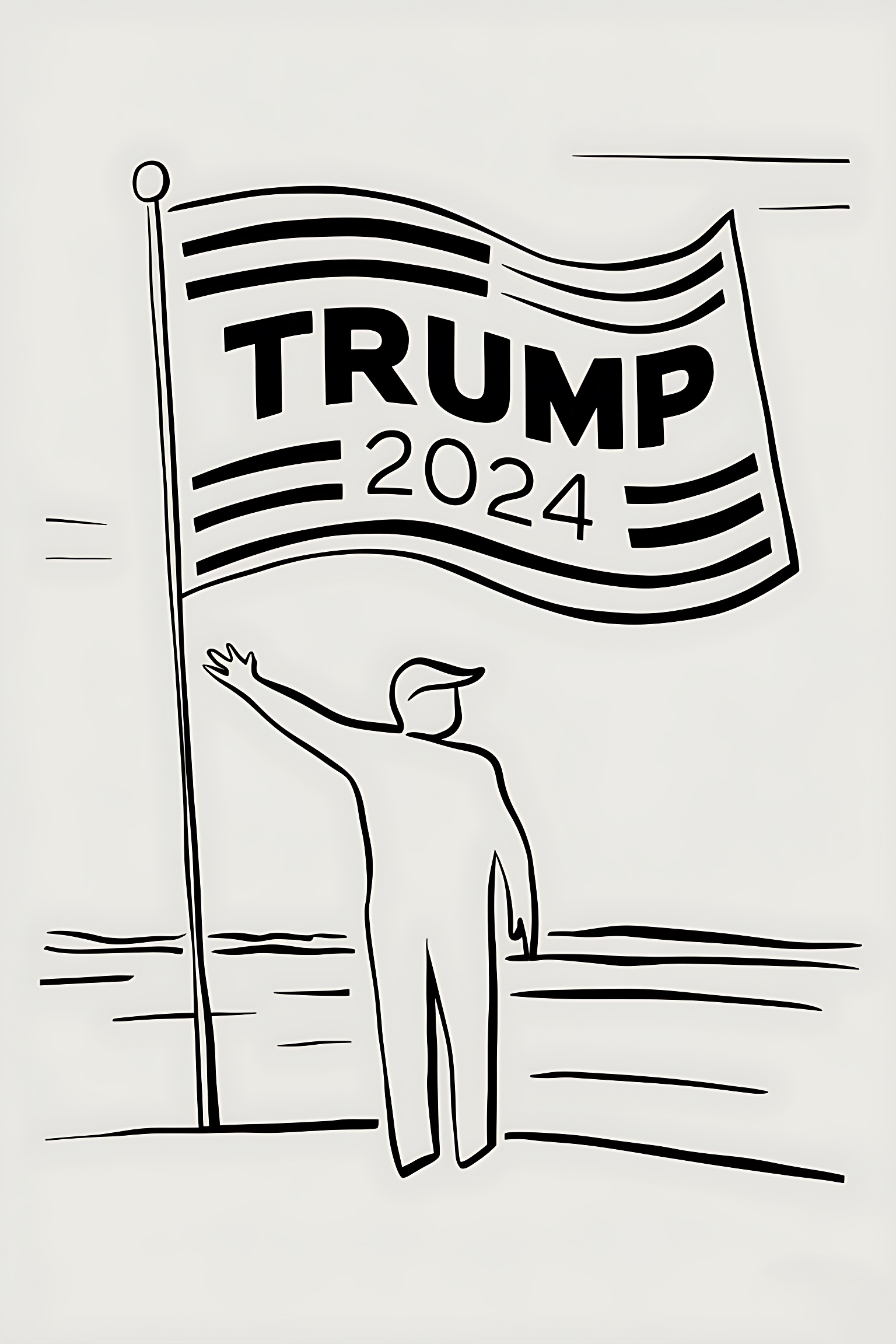 Free Download A Minimalist Line Art Illustration of A Trump Supporter