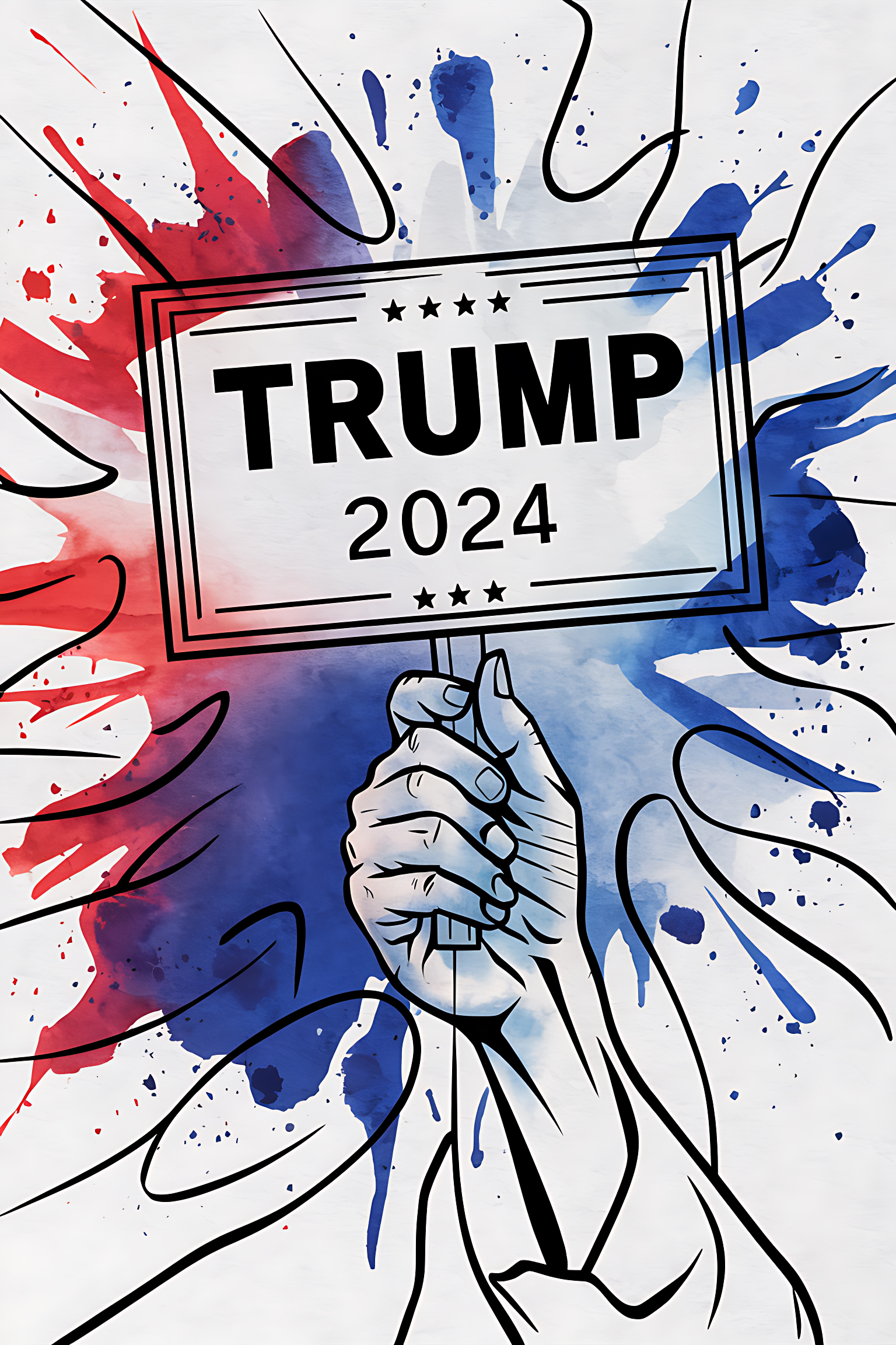 Free Download A Minimalist Line Illustration of Donald Trump Portraying ...