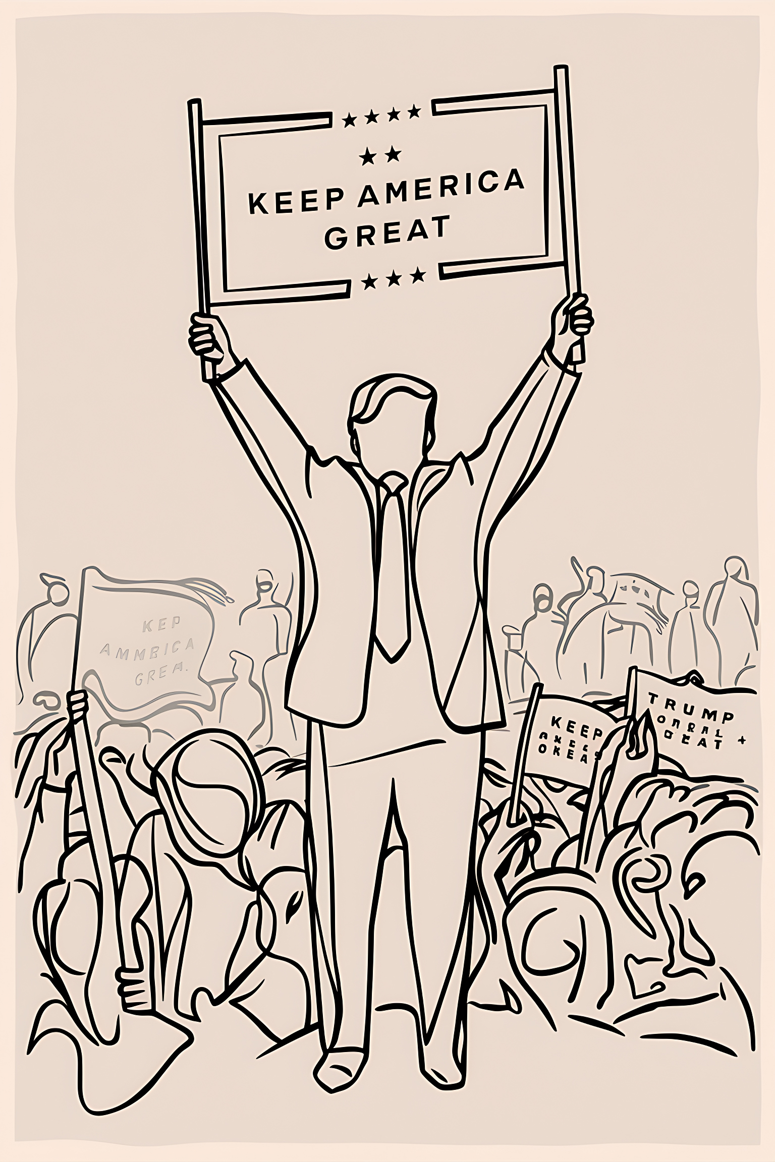 Free A Striking Minimalist Line Art Illustration of A Trump Supporter ...