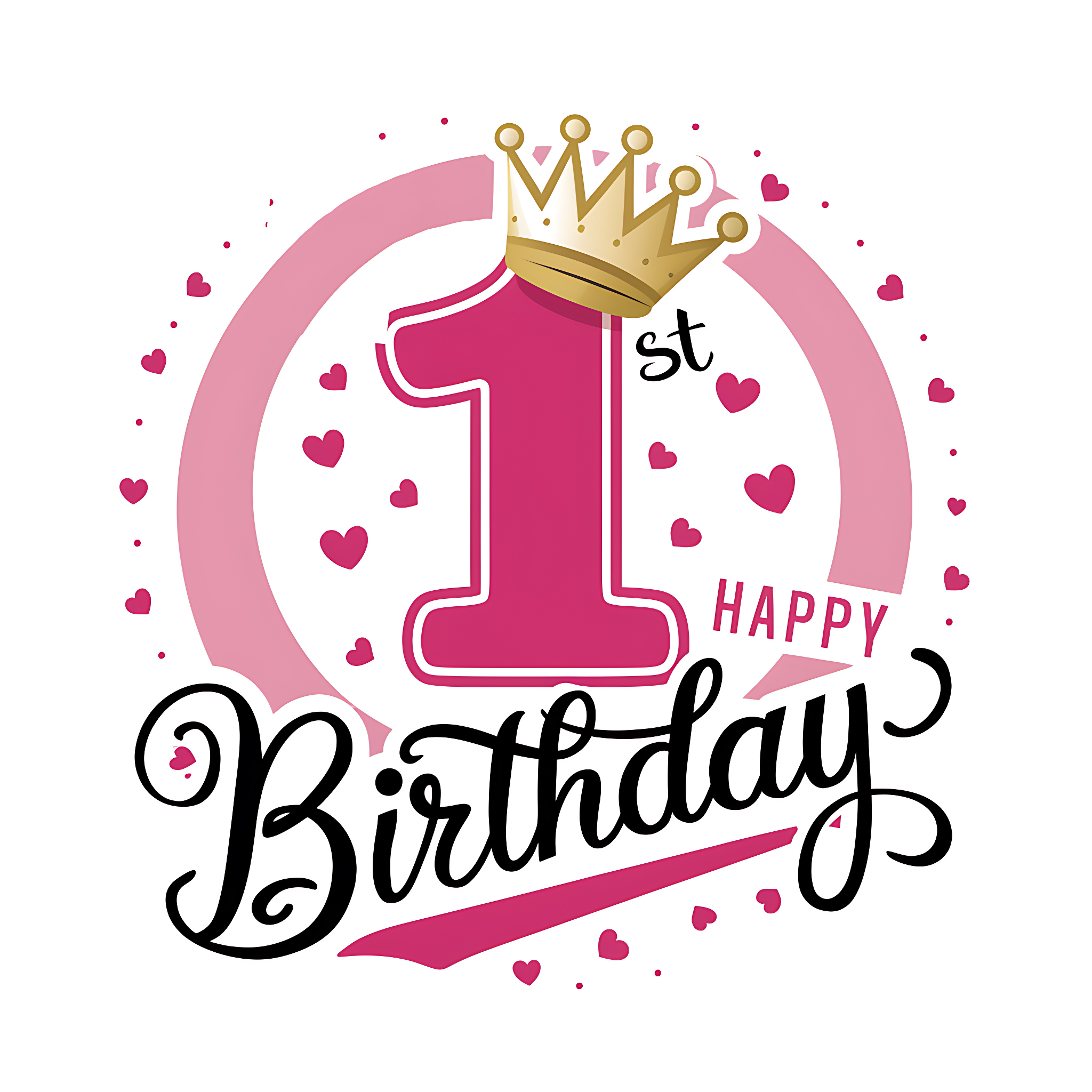 Free Download Colorful Balloons and Confetti Happy 1st Birthday