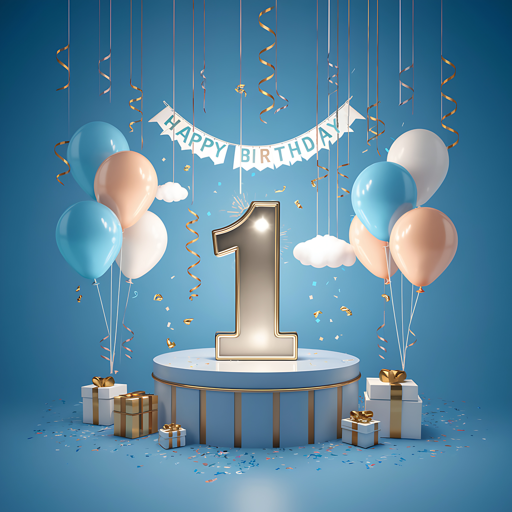 Free Download Happy 1st Birthday Fireworks