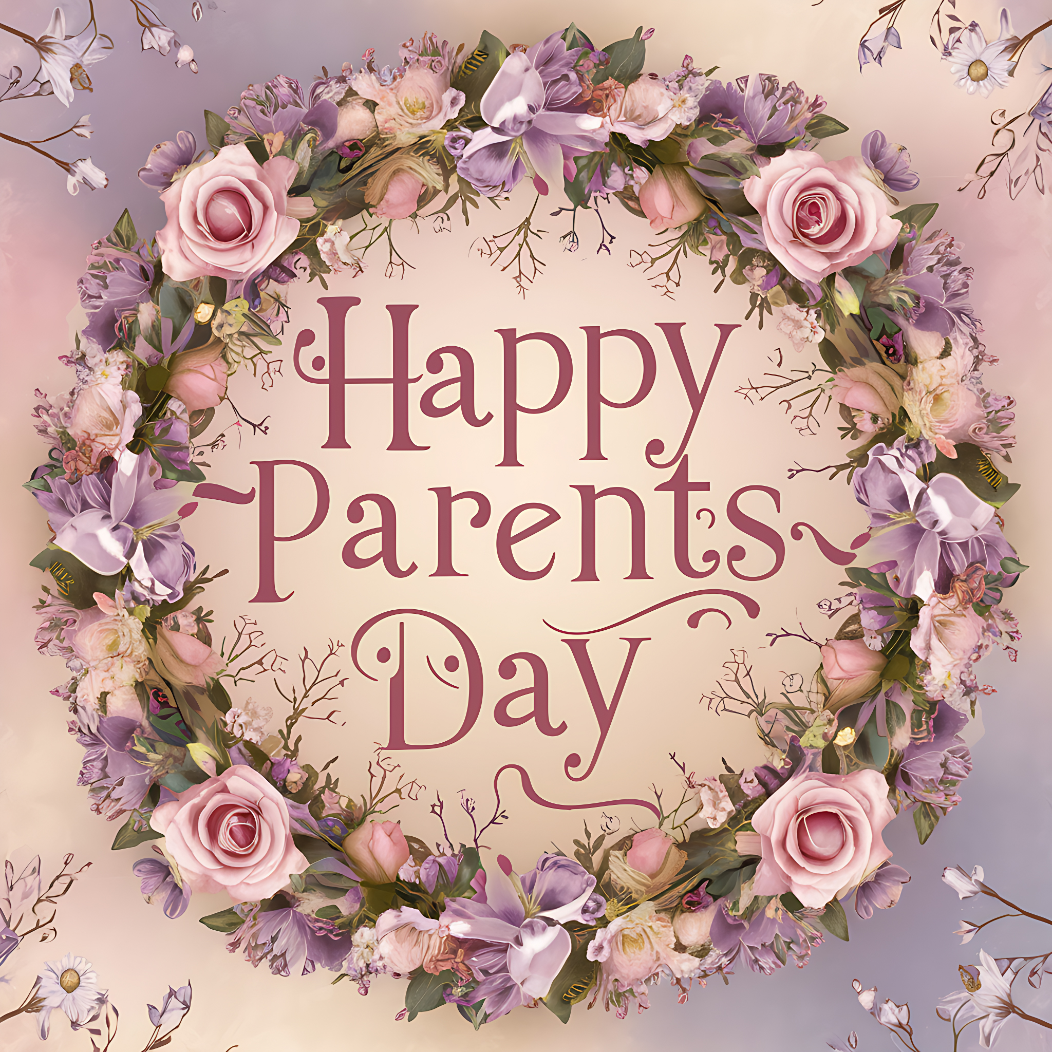 Free Happy Parents Day Floral Wreath