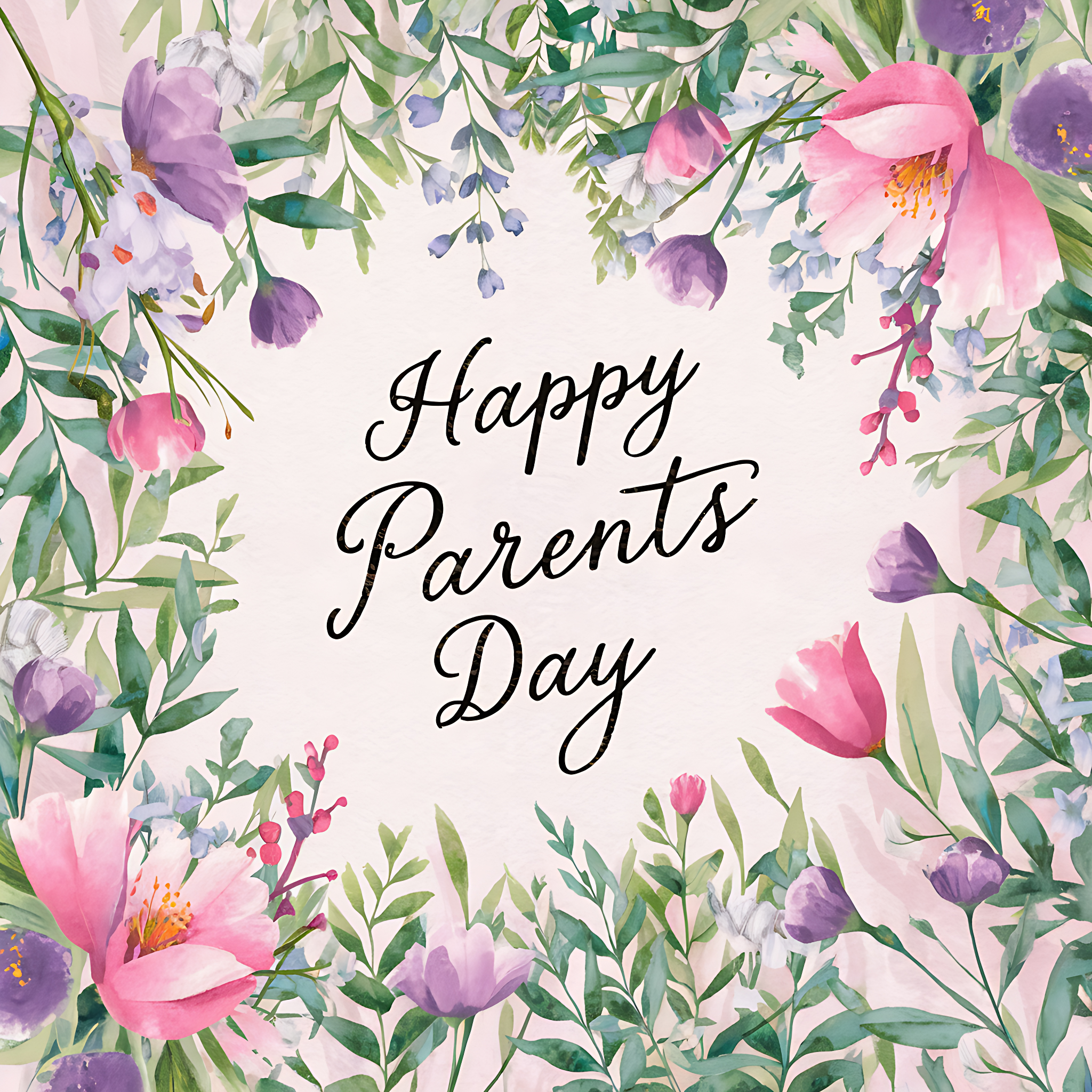 Free Download Happy Parents Day Watercolor Card
