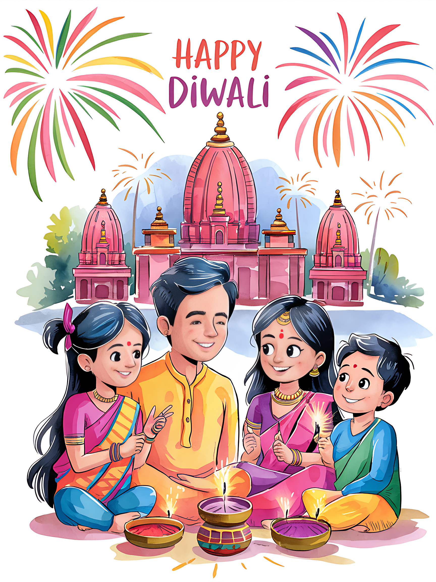 Free Download Happy Diwali with Family Celebration