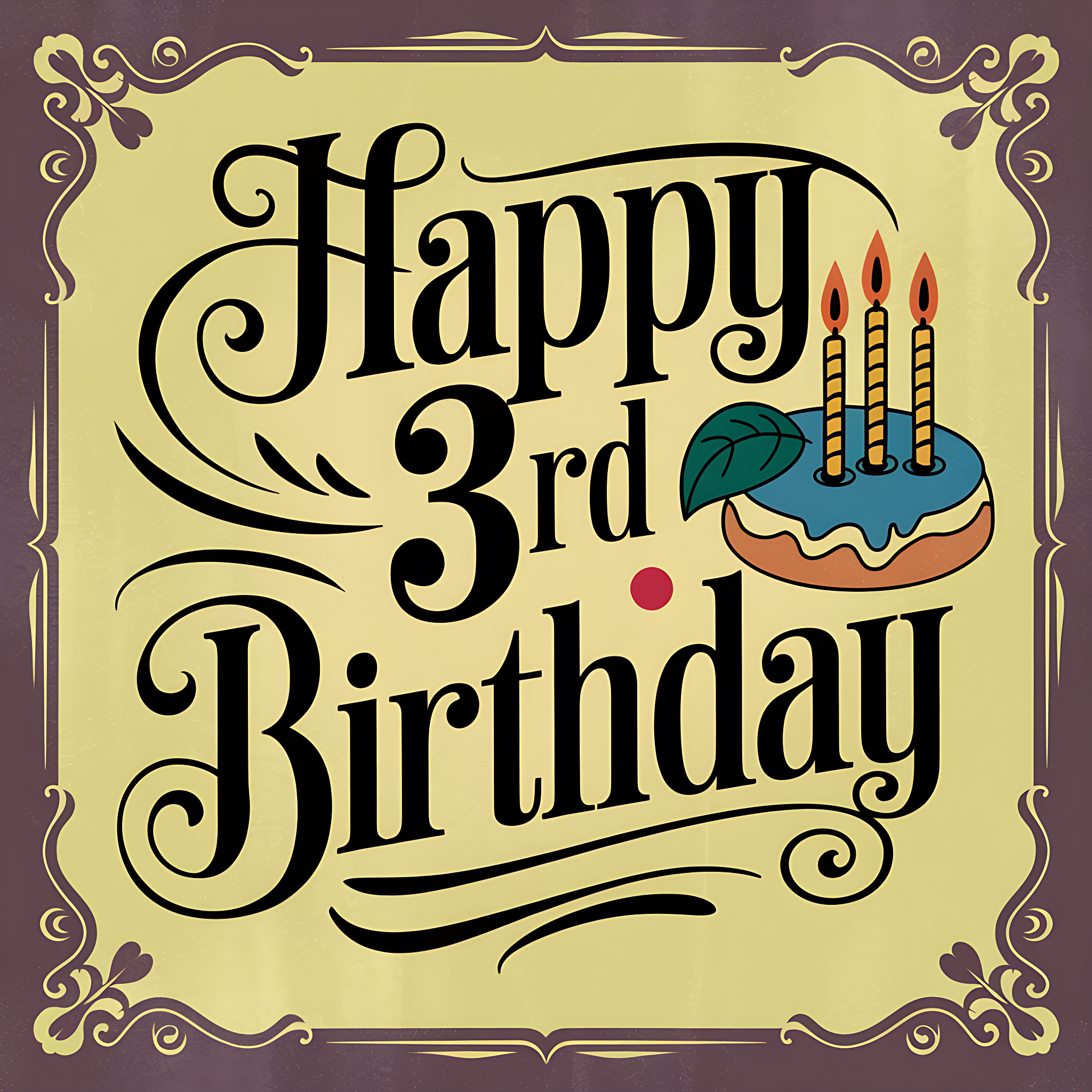 Free Happy 3rd Birthday Vintage