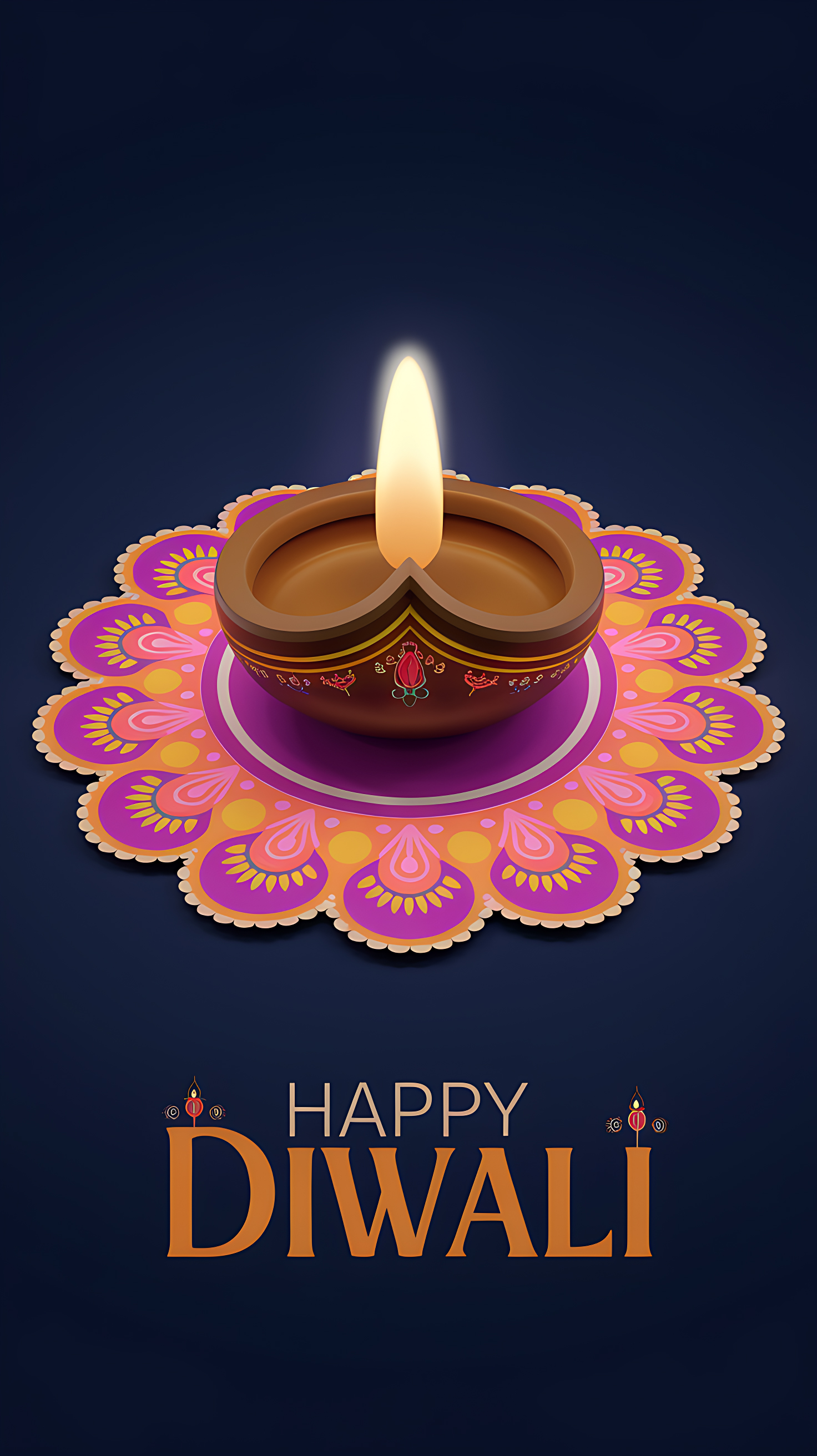 Free 3D Rendered Diwali Card with Diya