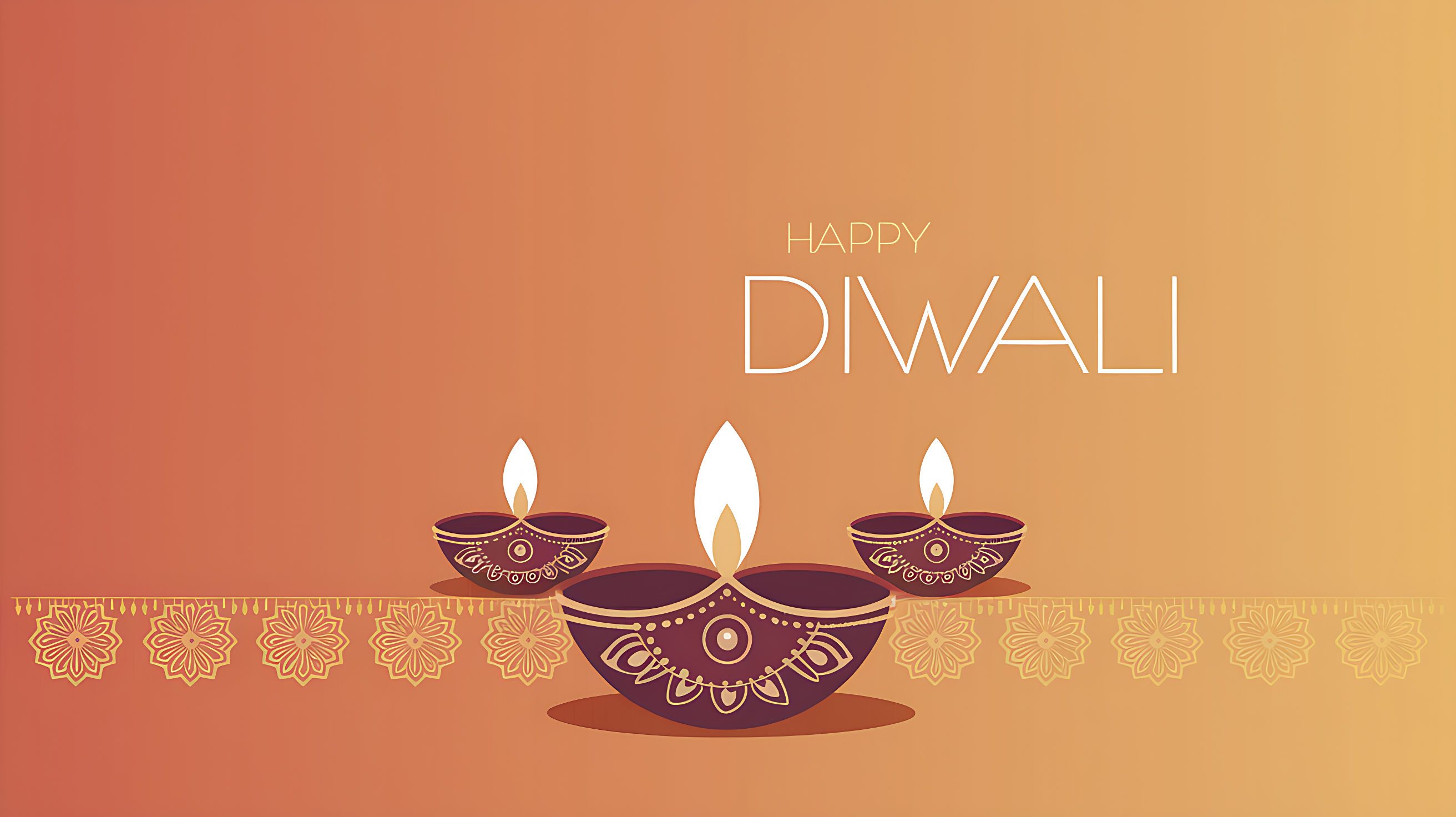 Free Download Diwali Greeting Card with Diya Lamps