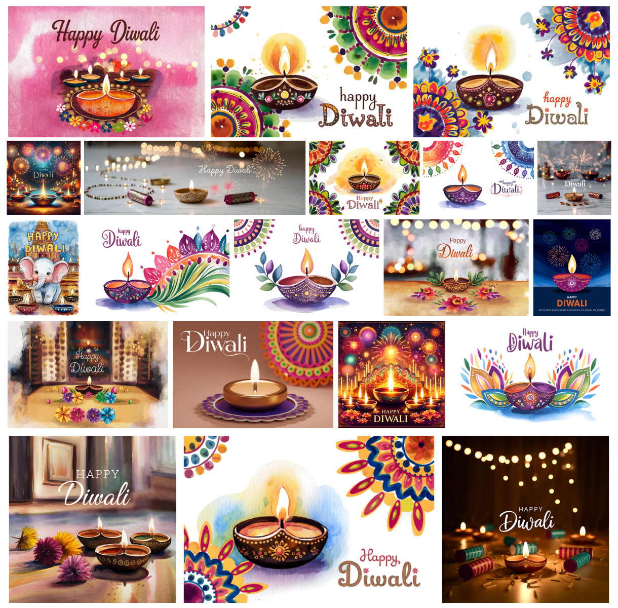 Free Colorful Diya Rangoli Art