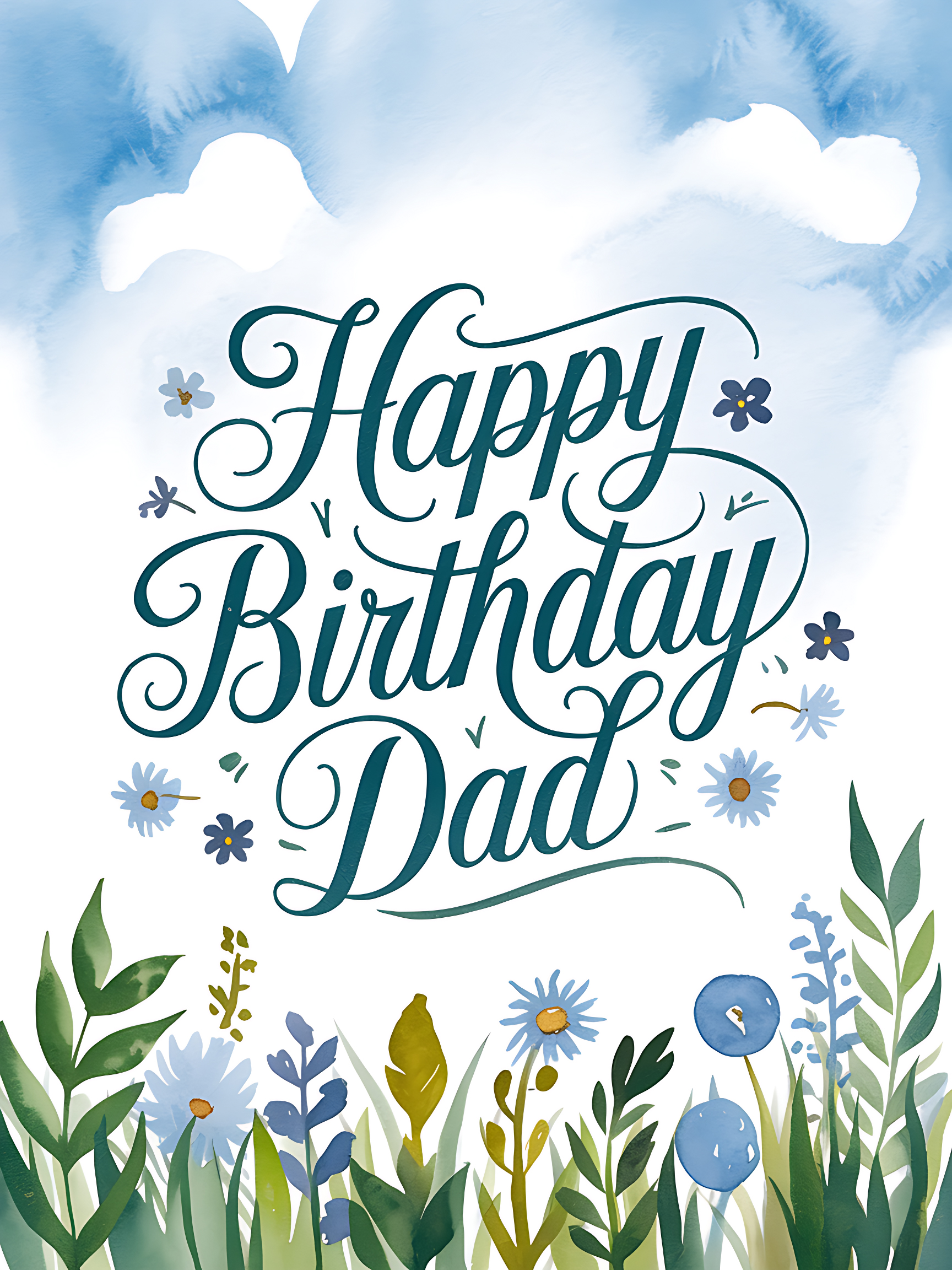 Free Download Happy Birthday Dad Watercolor