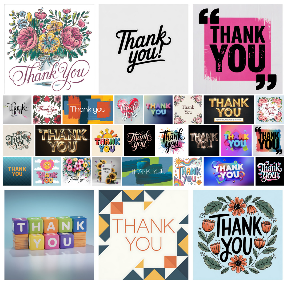 30 Free ‘Thank You’ Designs: Floral, Gold, and Colorful Themes