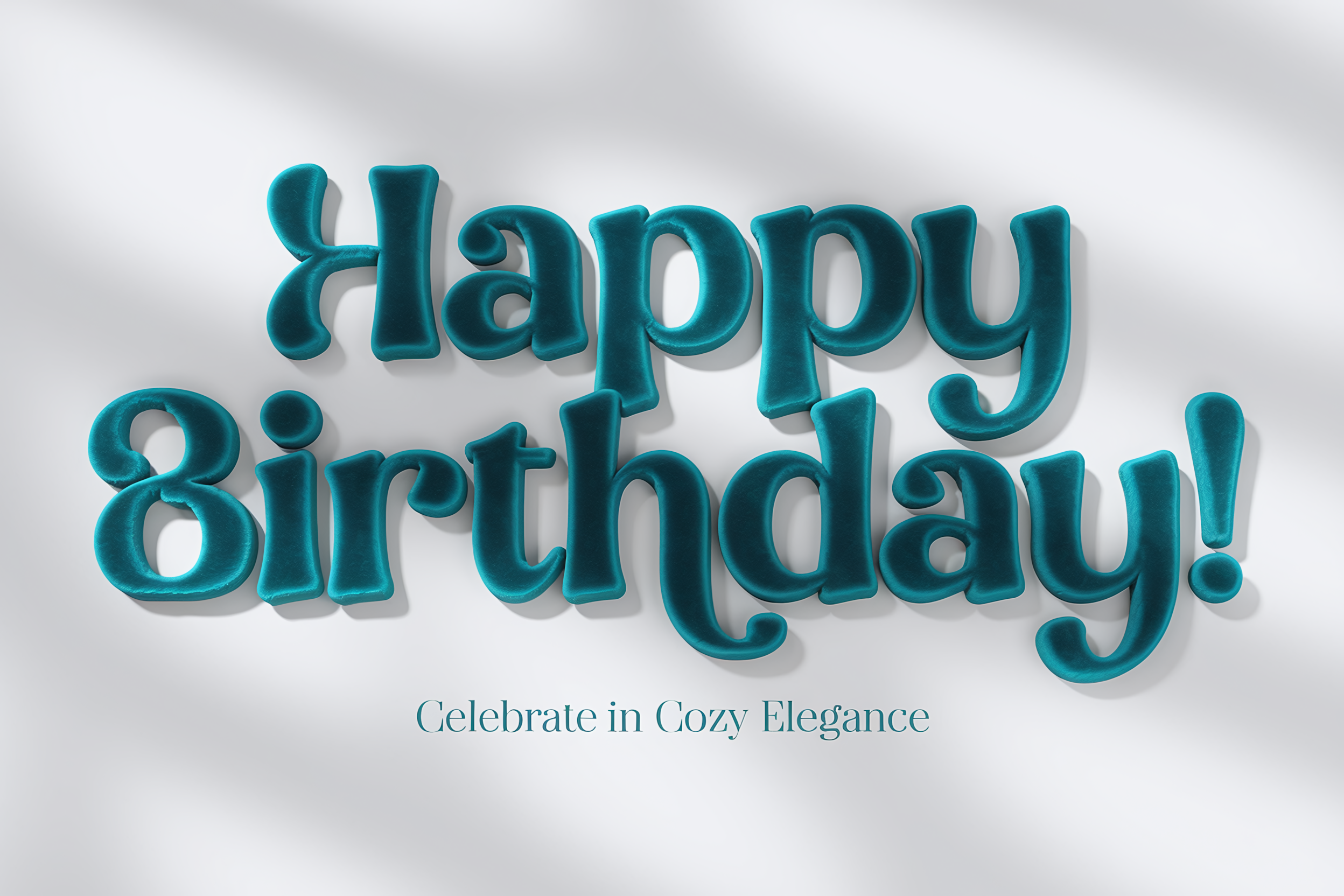 Free Download Happy Birthday in Teal Velvet Typography