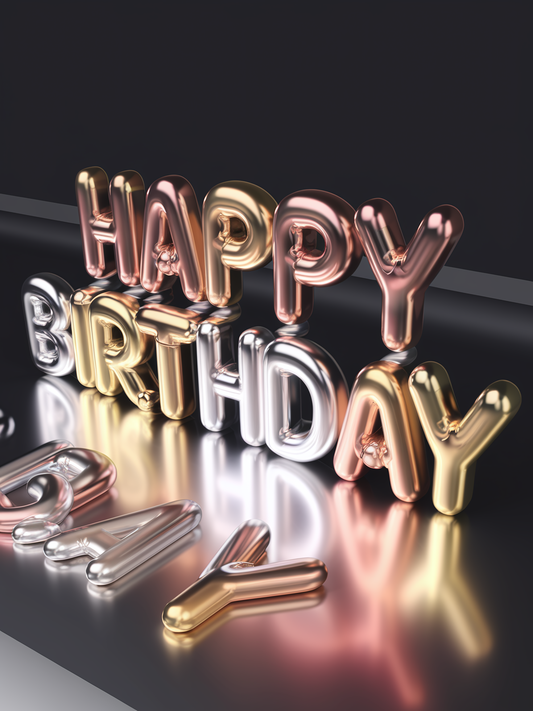 Free Download 3D Silver Happy Birthday Text
