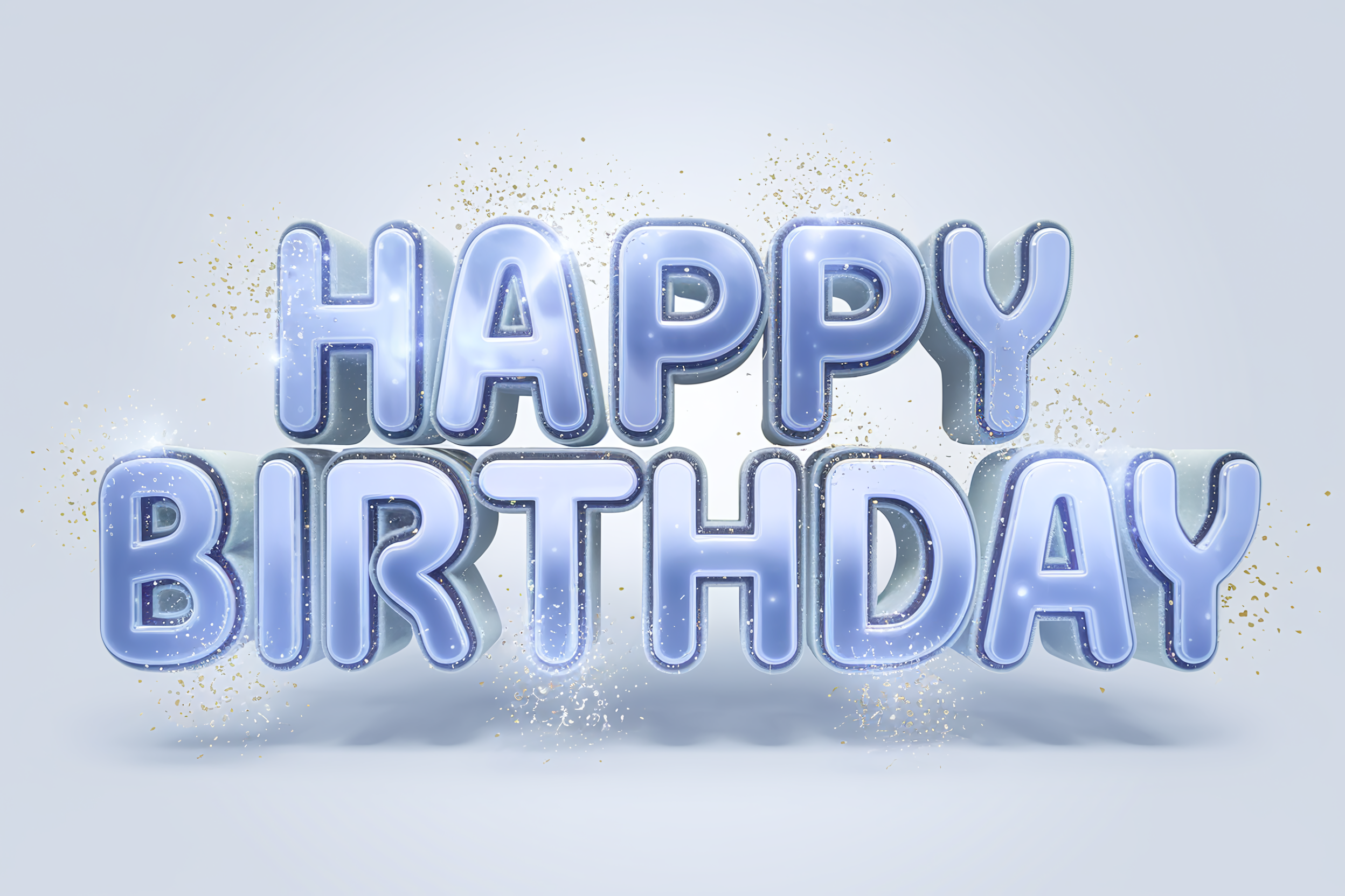 Free Download 3D Blue Happy Birthday Text Render