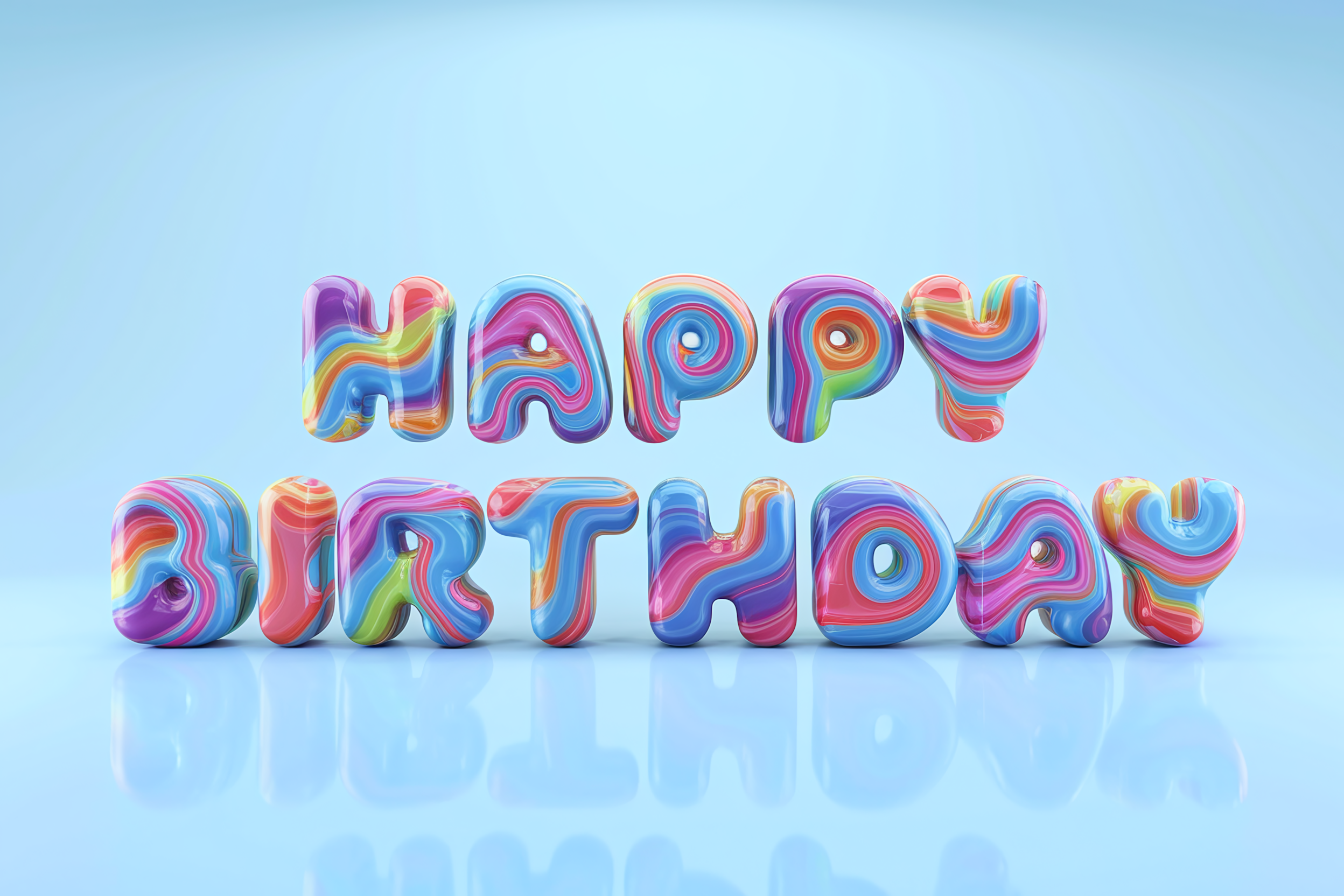 Free Download 3D Rendered Happy Birthday Text