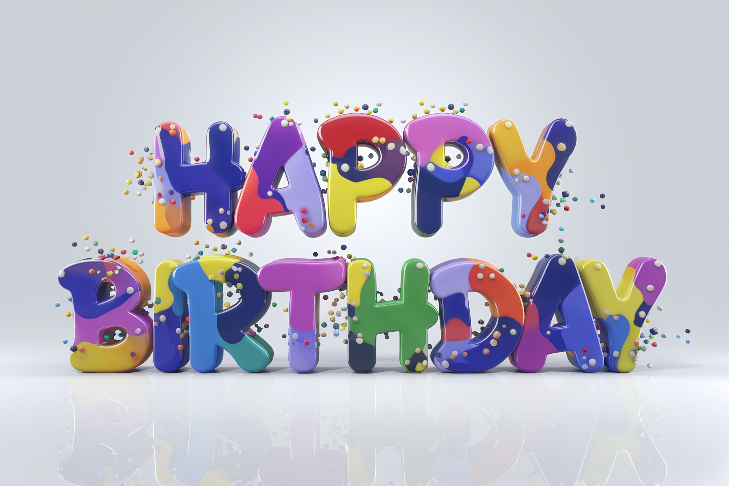 Free Download Colorful Happy Birthday 3D Text