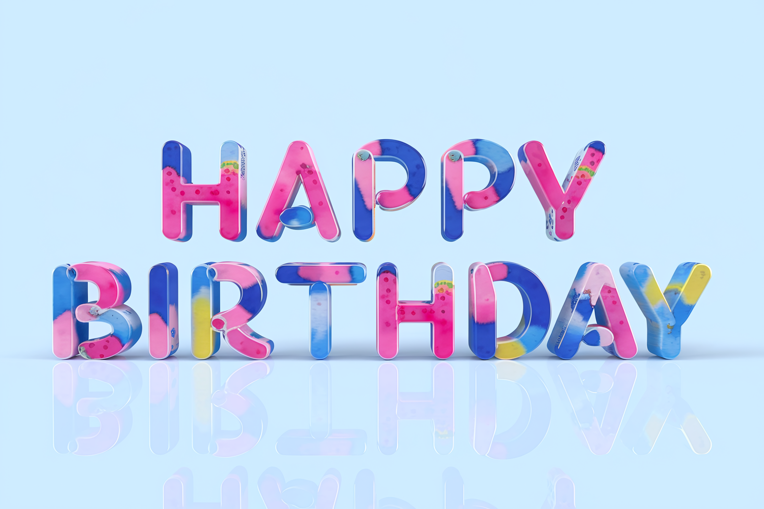 Free Download Happy Birthday 3D Render Pastel Colors
