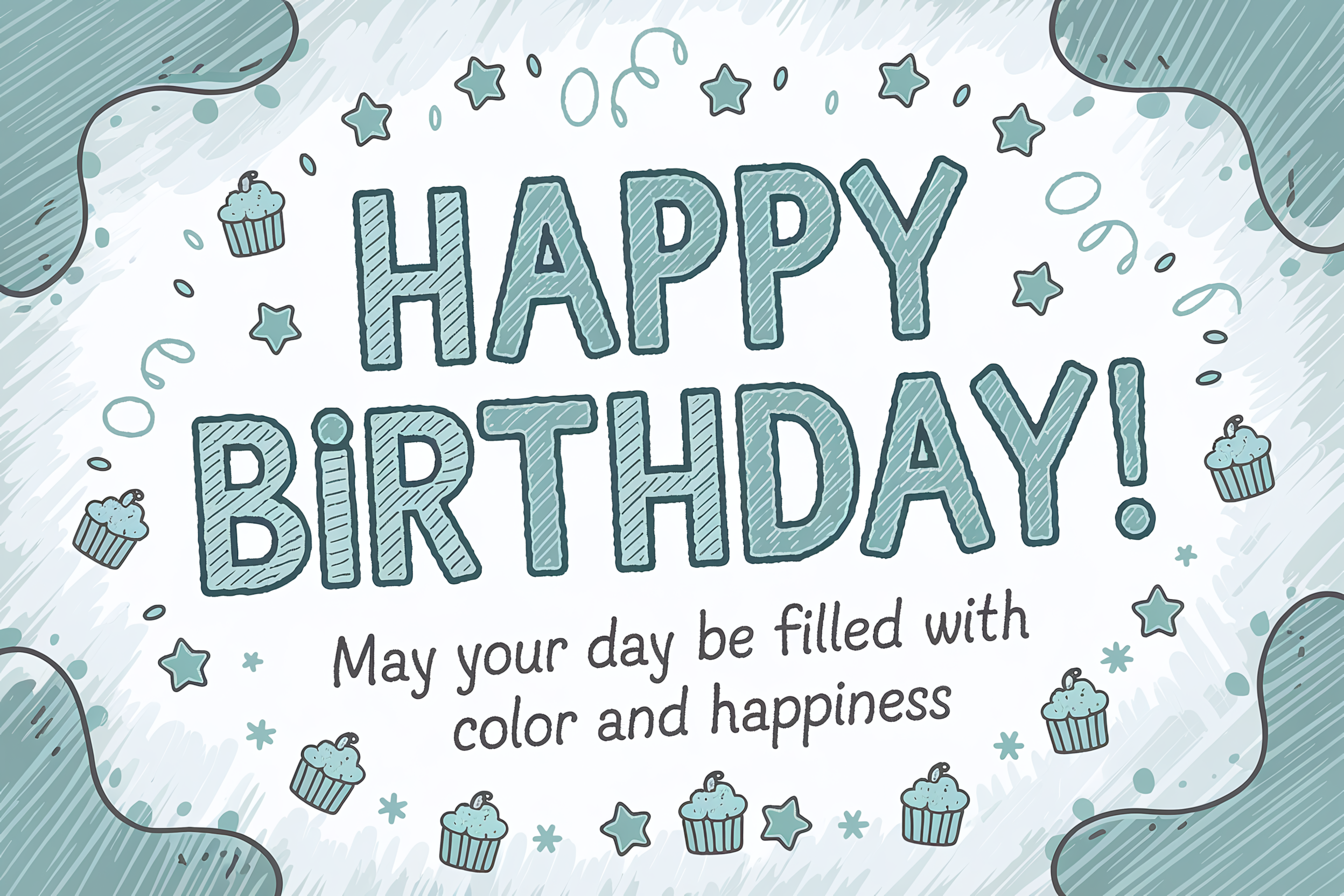 Free Download Hand Drawn Chalkboard Happy Birthday Card