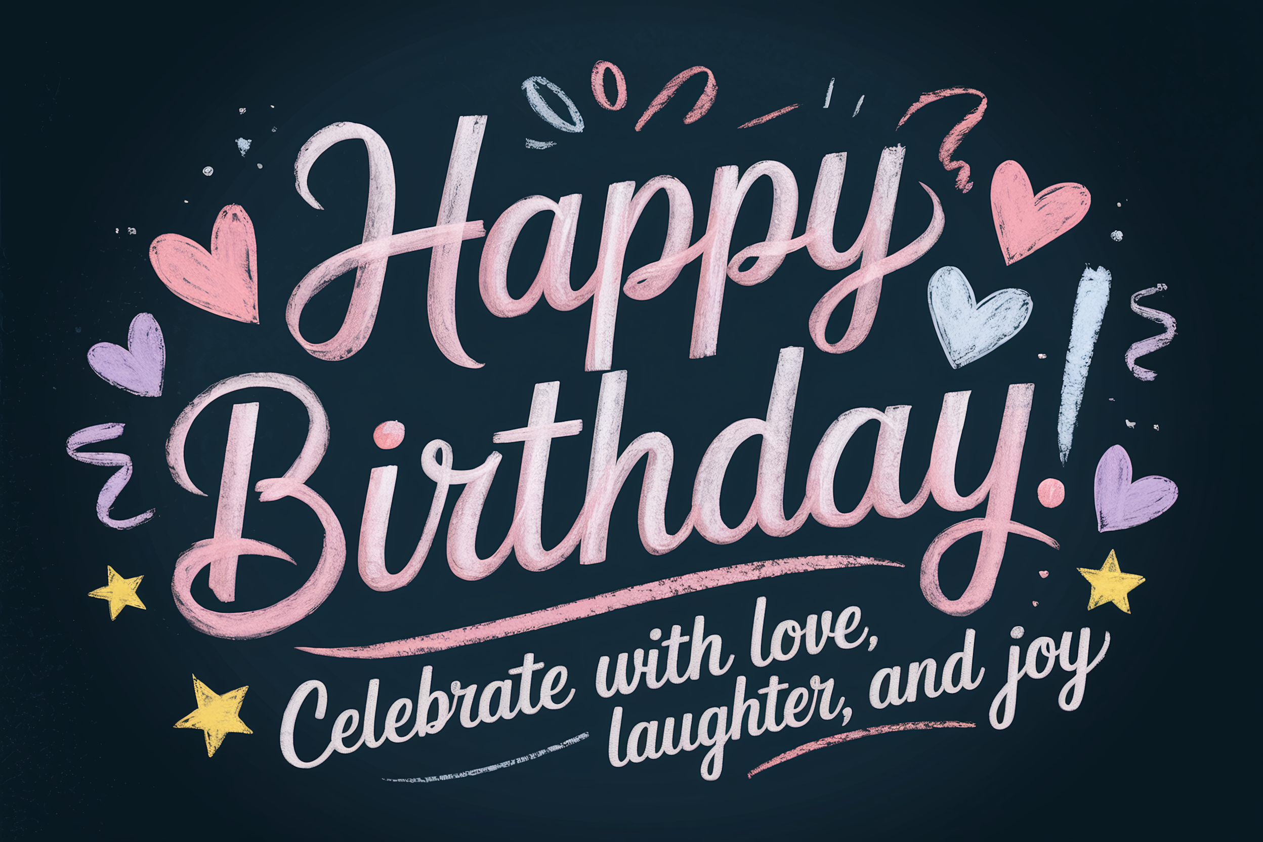 Free Download Hand Drawn Chalkboard Happy Birthday Card