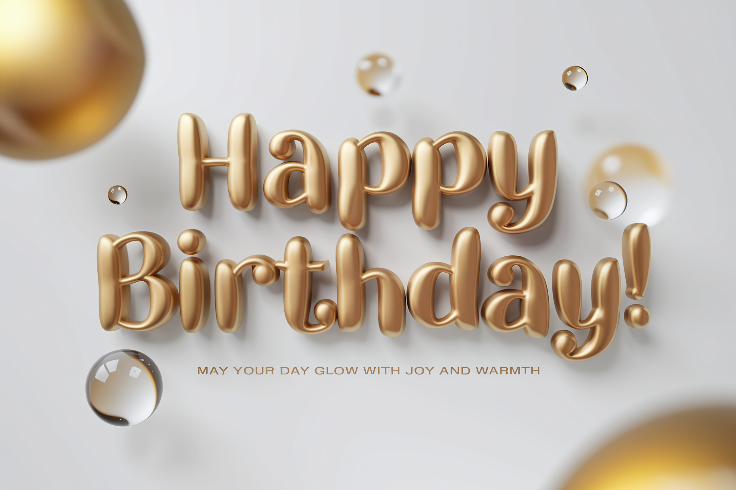 Free Download 3D Golden Happy Birthday Greeting