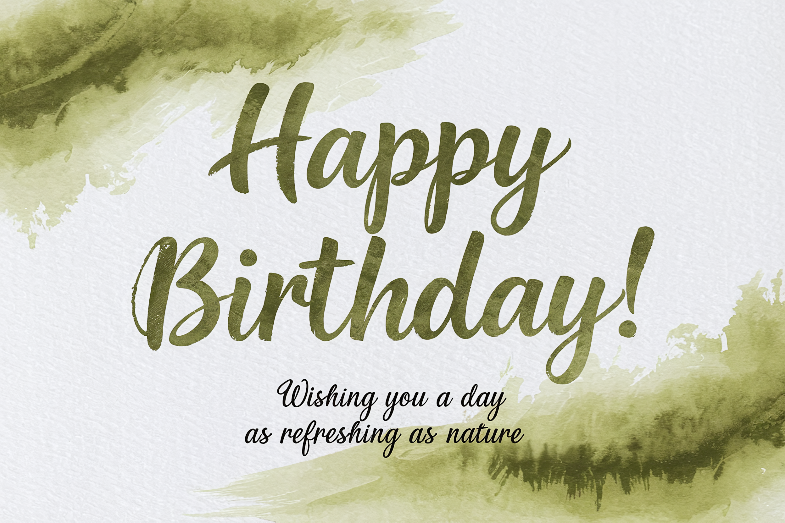 Free Download Watercolor Happy Birthday Card with Green Wash