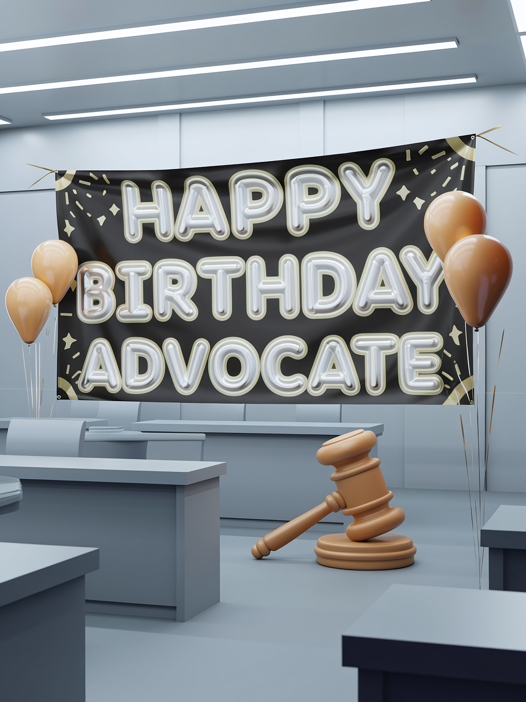 Free Download Happy Birthday Advocate Banner in Courtroom