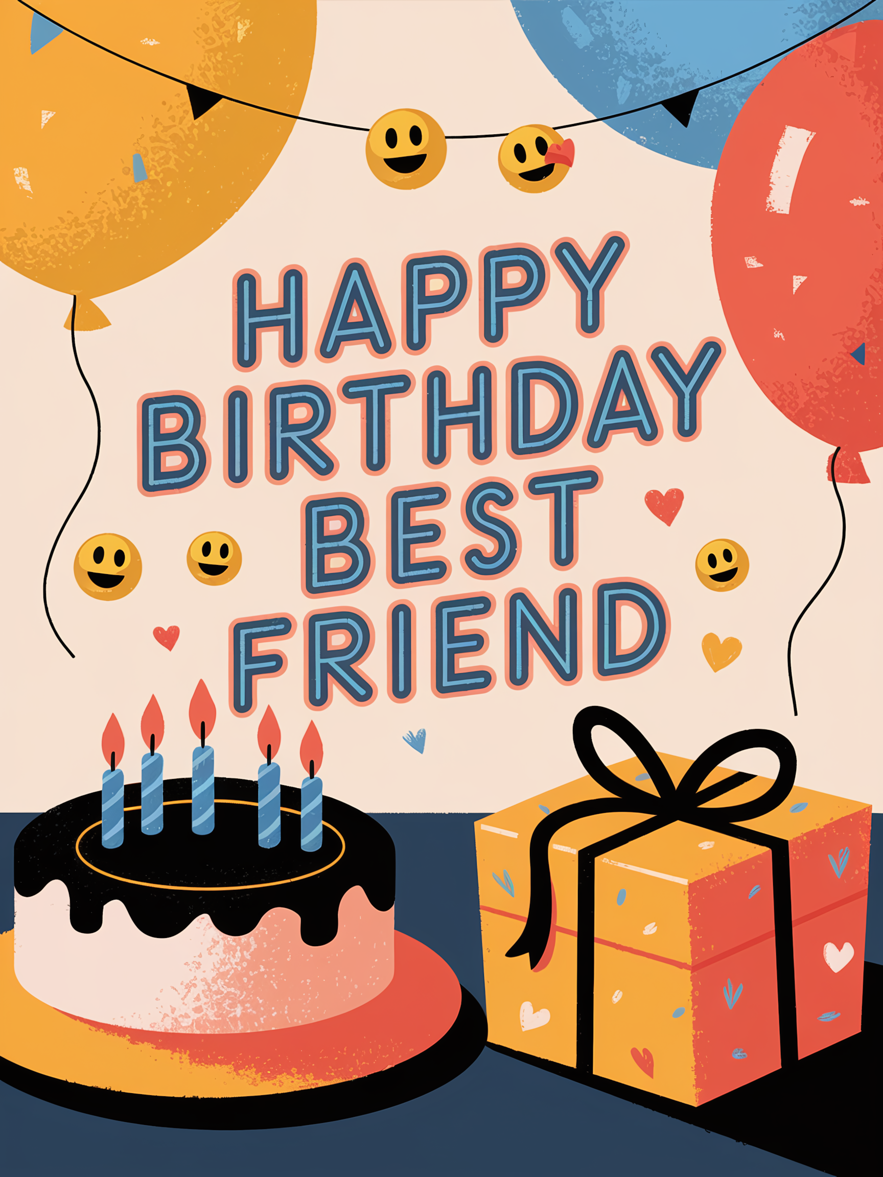 Free Download Happy Birthday Best Friend Card Illustration