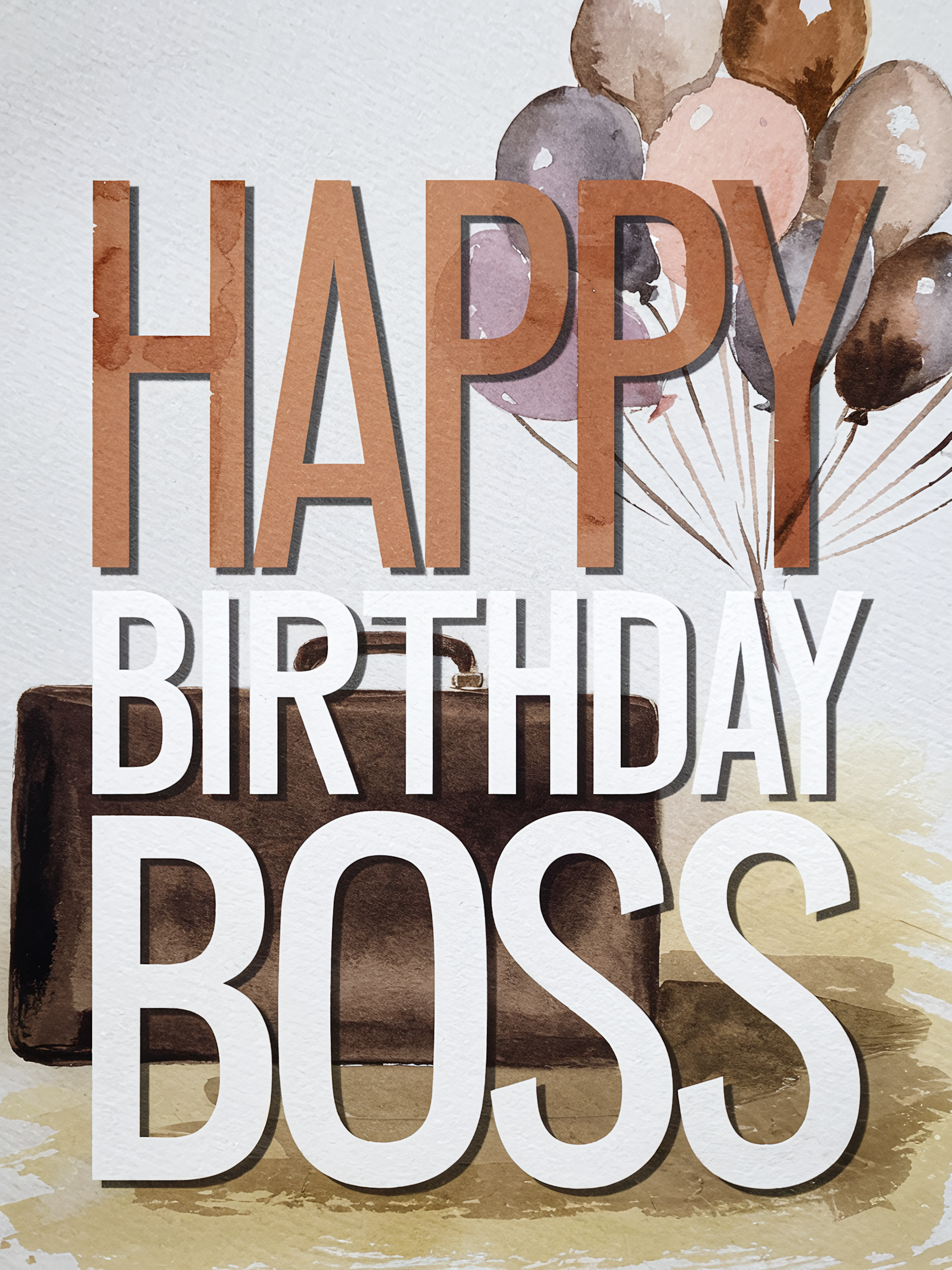 Free Download Watercolor Happy Birthday Boss