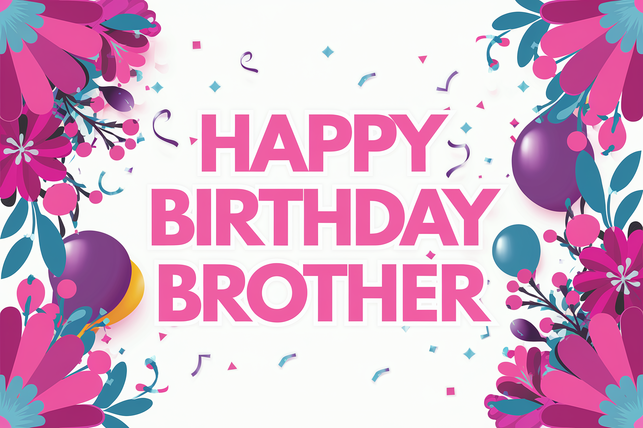 Free Download Happy Birthday Brother Floral Design