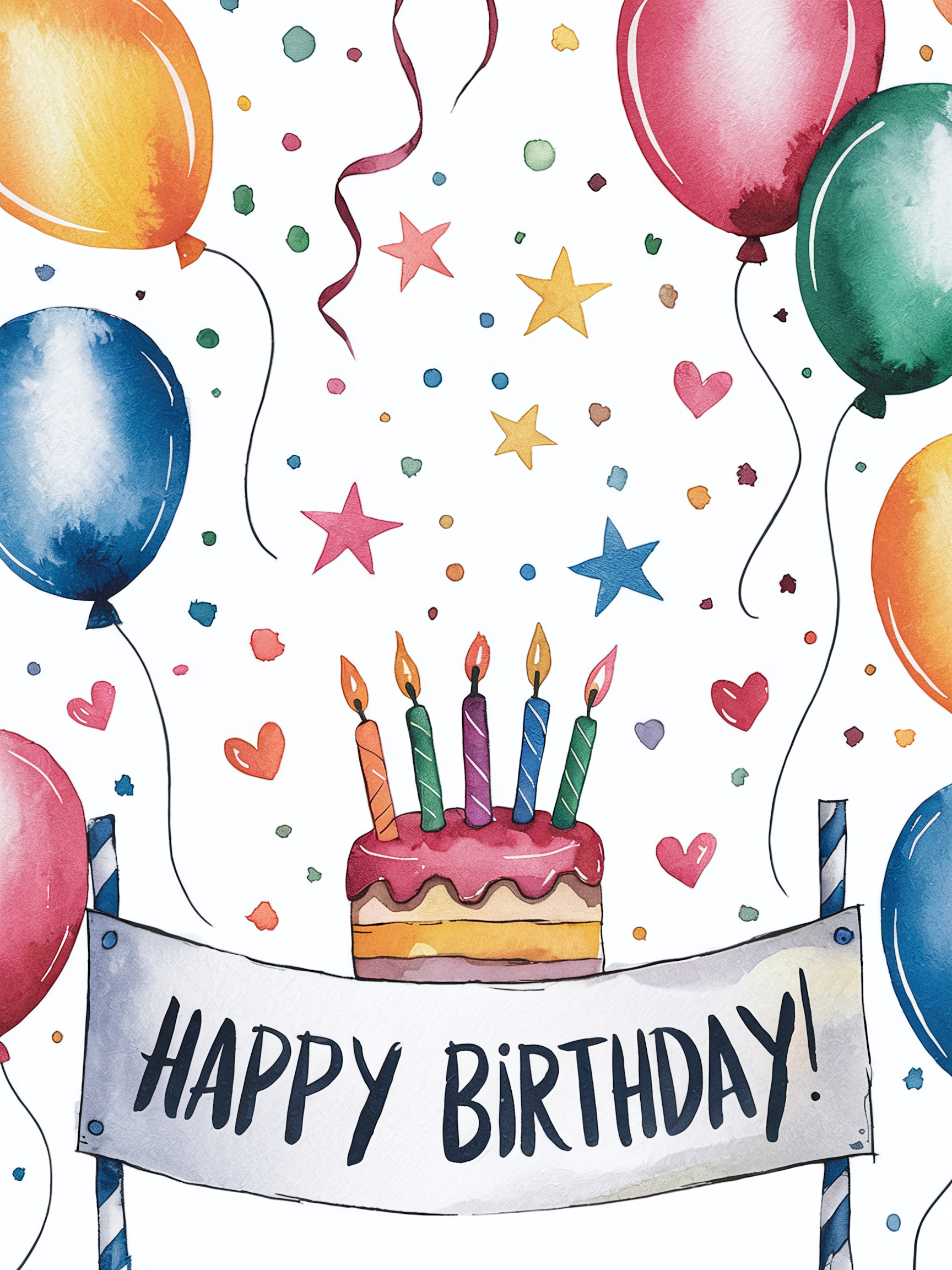 Free Download Happy Birthday Watercolor Illustration