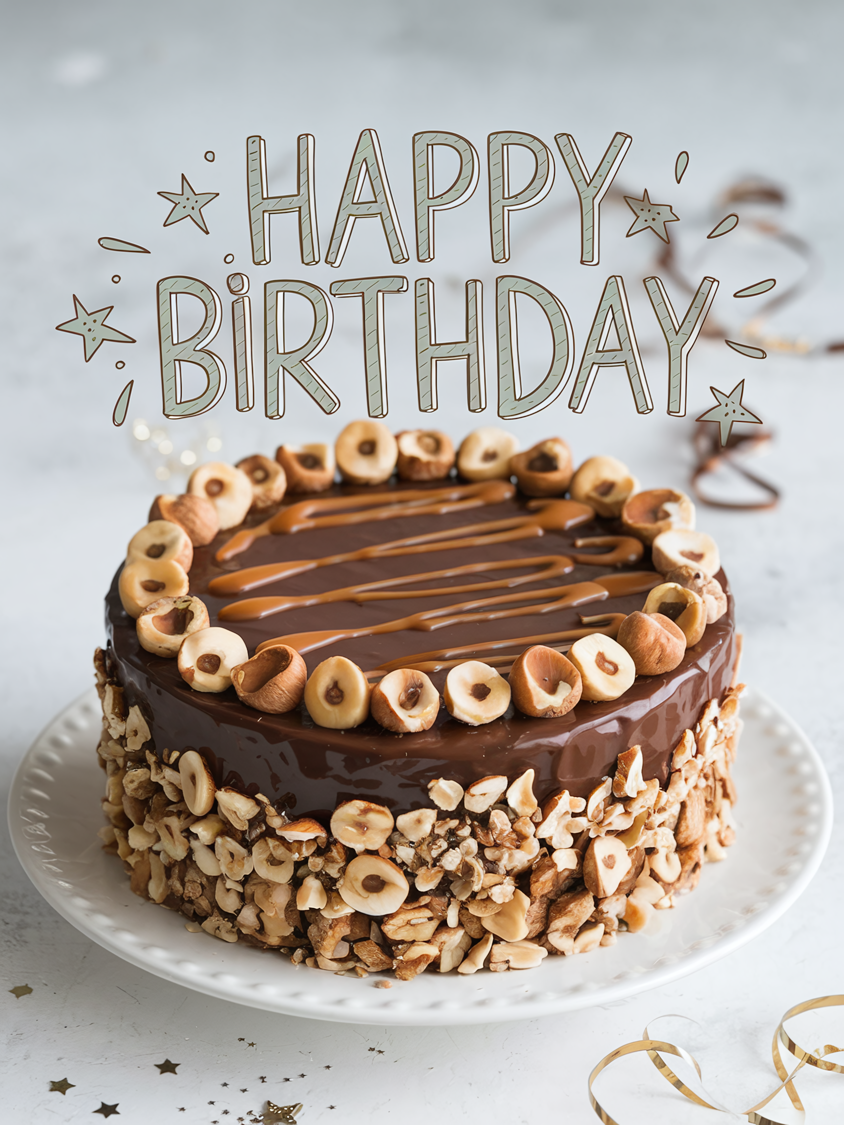 Free Download Happy Birthday Chocolate Hazelnut Cake