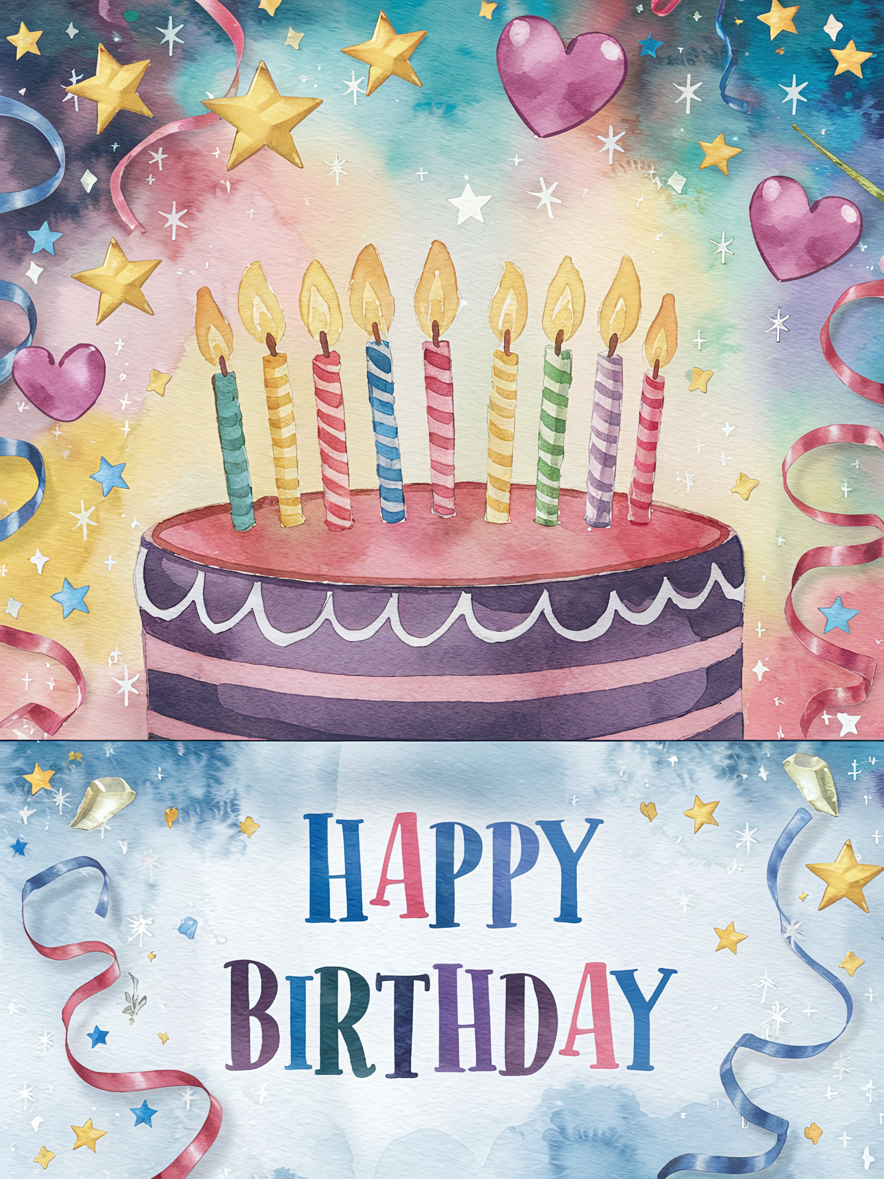 Free Download Watercolor Birthday Cake Banner