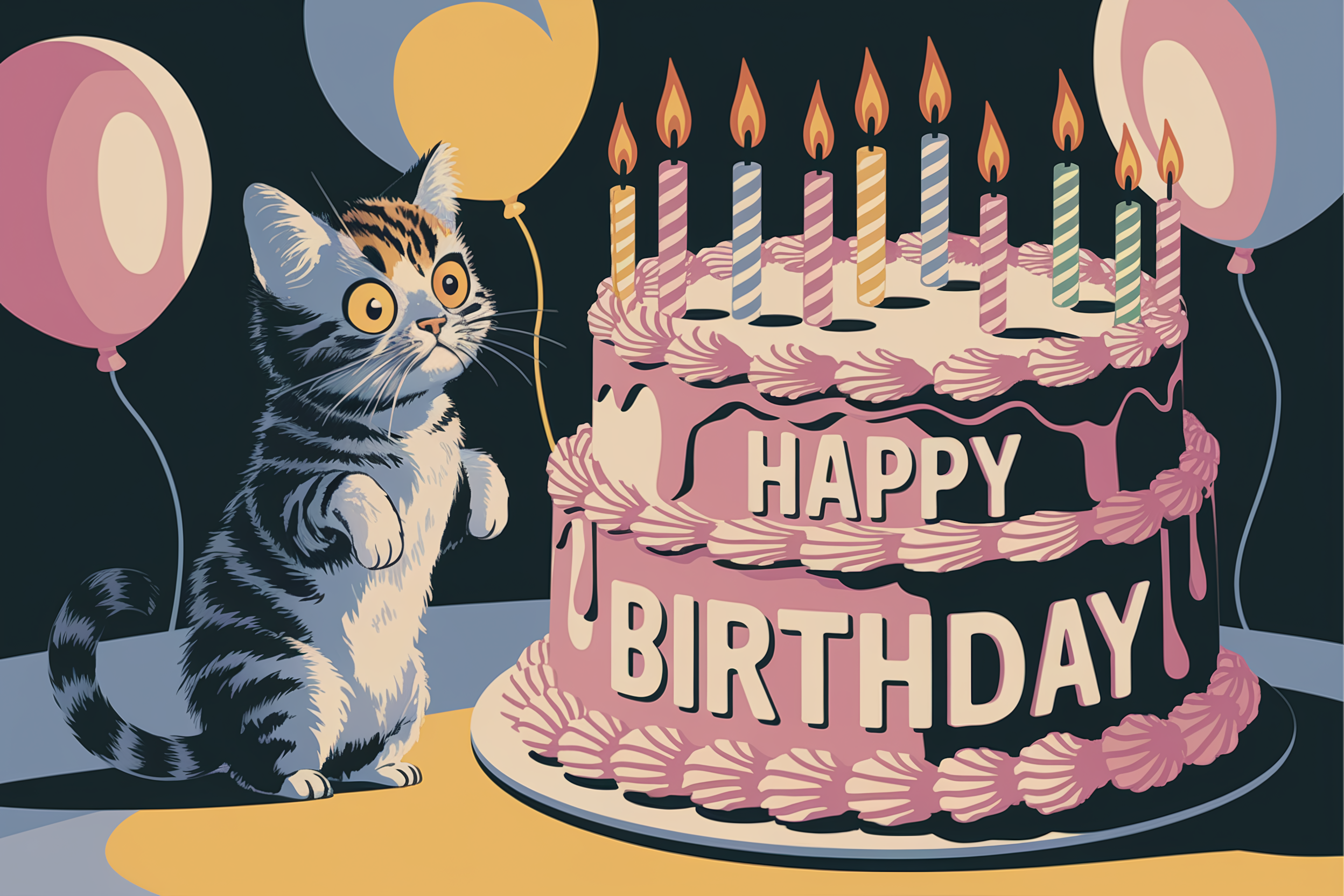 Free Download Cute Cat Birthday Cake