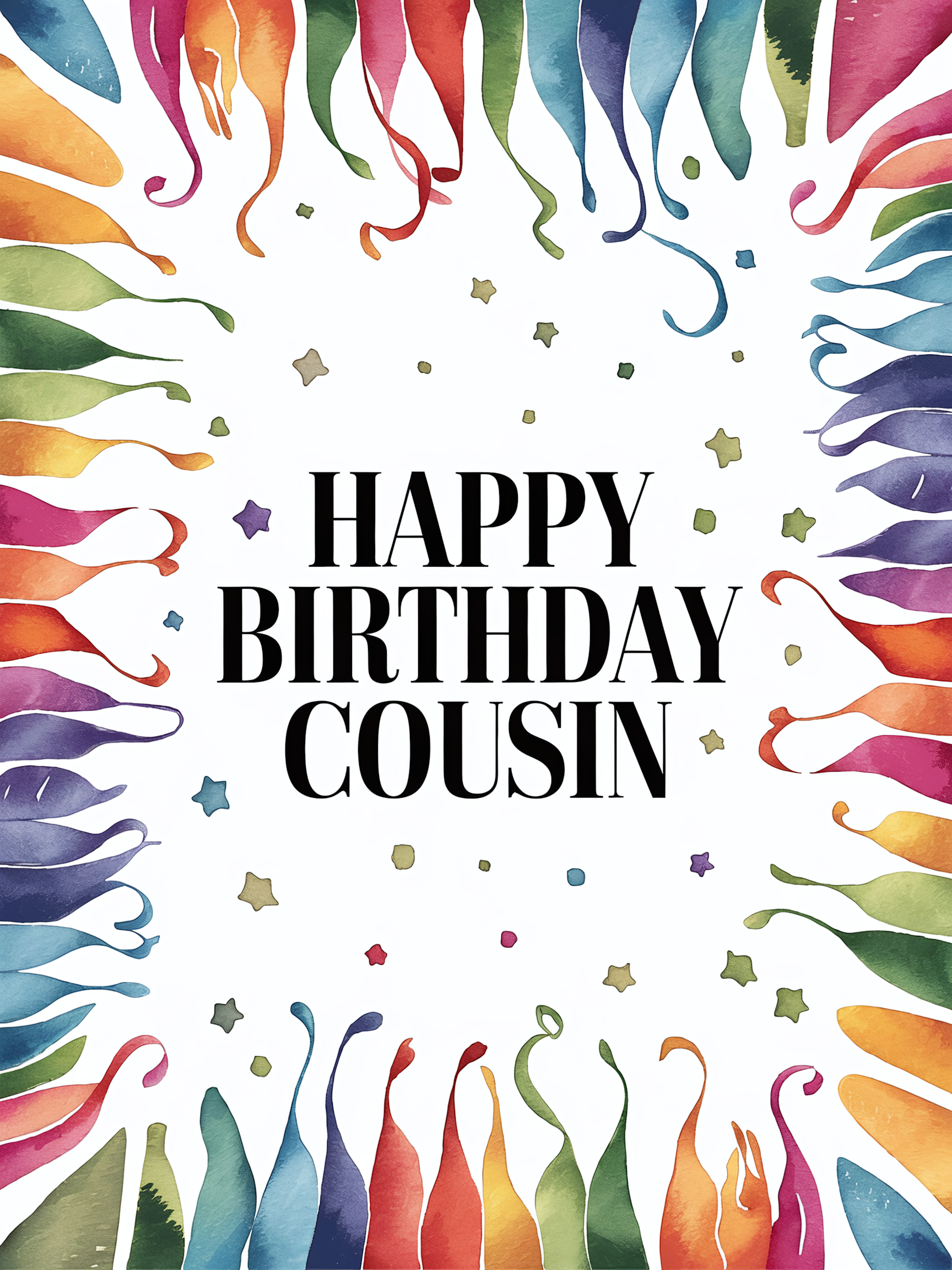 Free Watercolor Happy Birthday Cousin Card