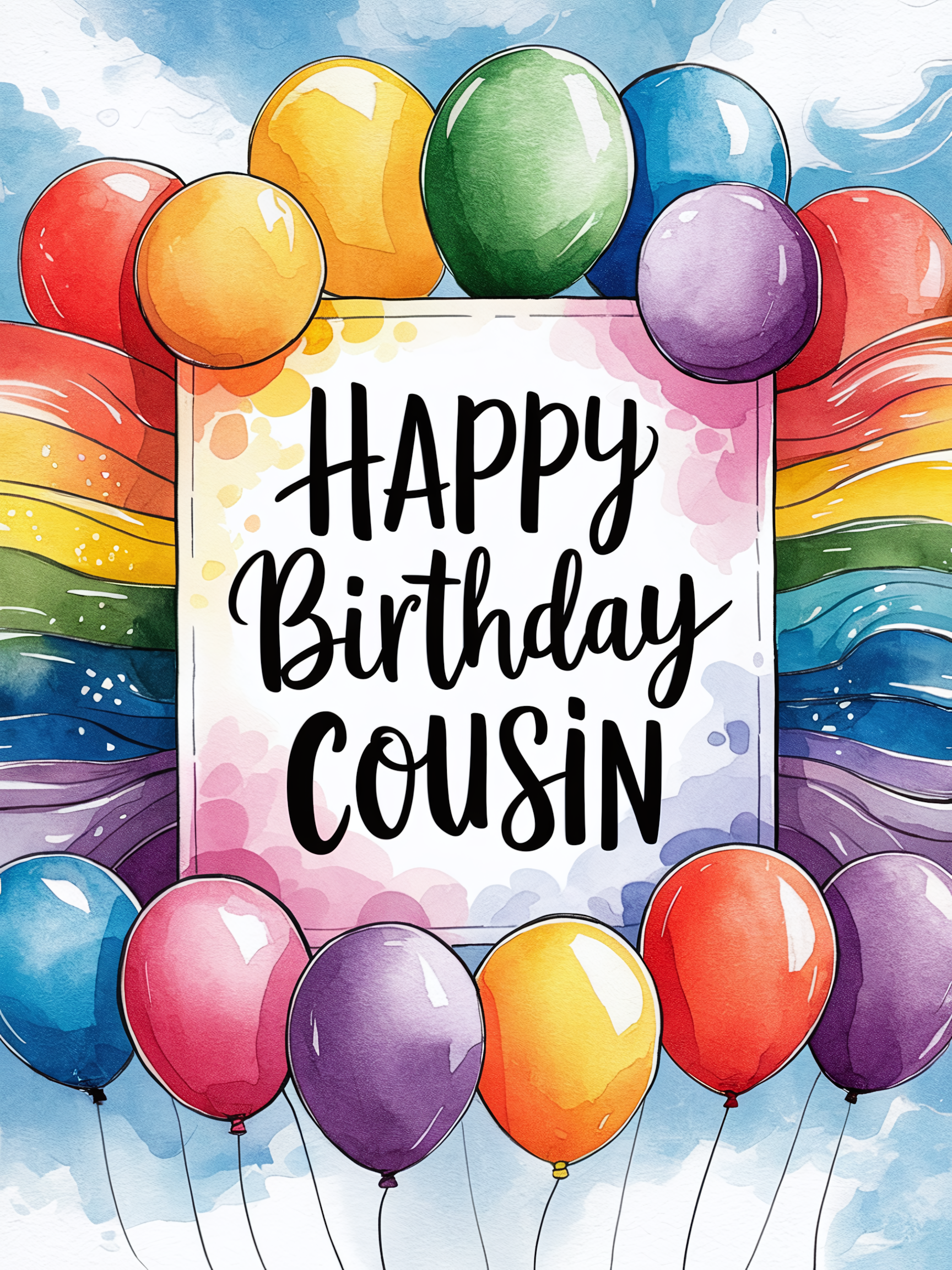 Free Watercolor Birthday Card for Cousin