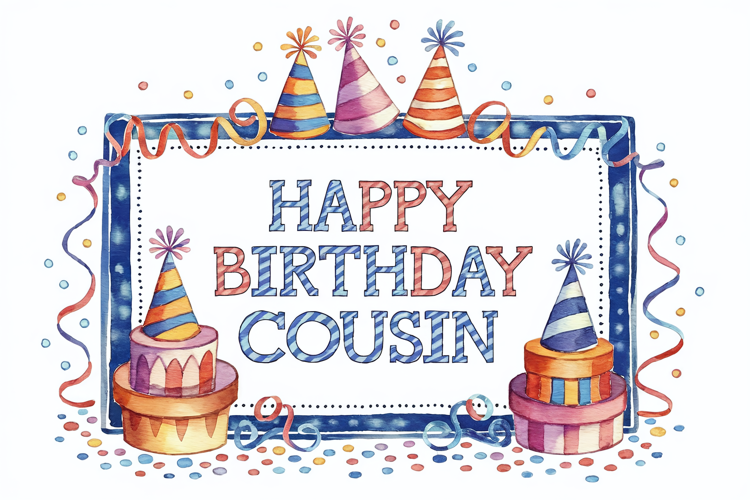Free Download Happy Birthday Cousin Watercolor Card