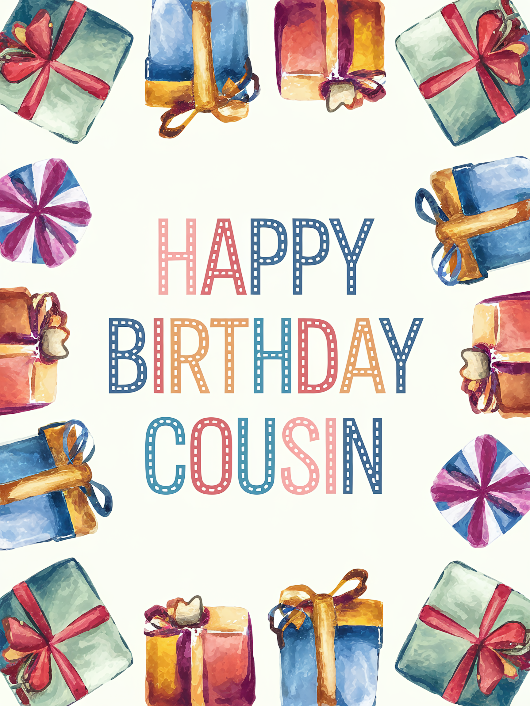 Free Watercolor Birthday Card for Cousin