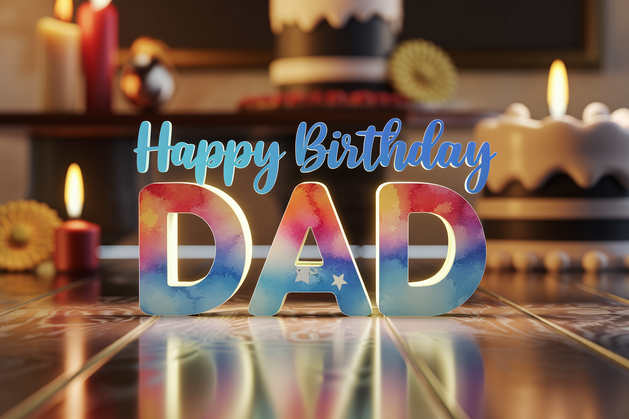 Free Download Happy Birthday Dad Watercolor Sign