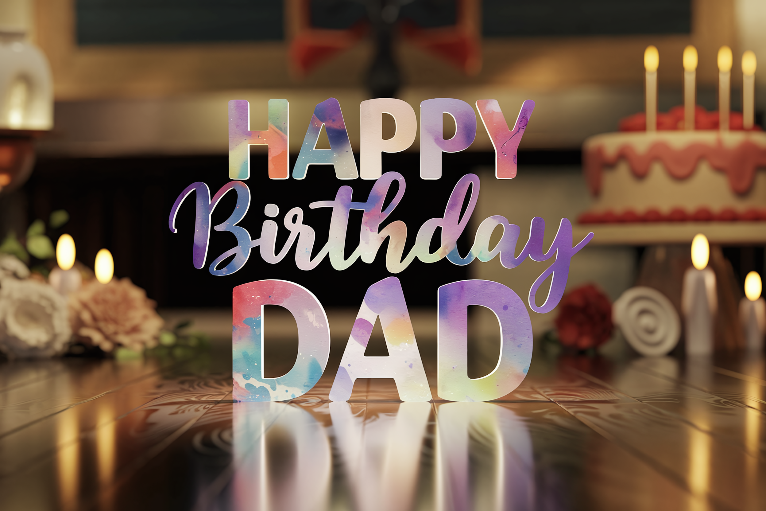 Free Watercolor Happy Birthday Dad