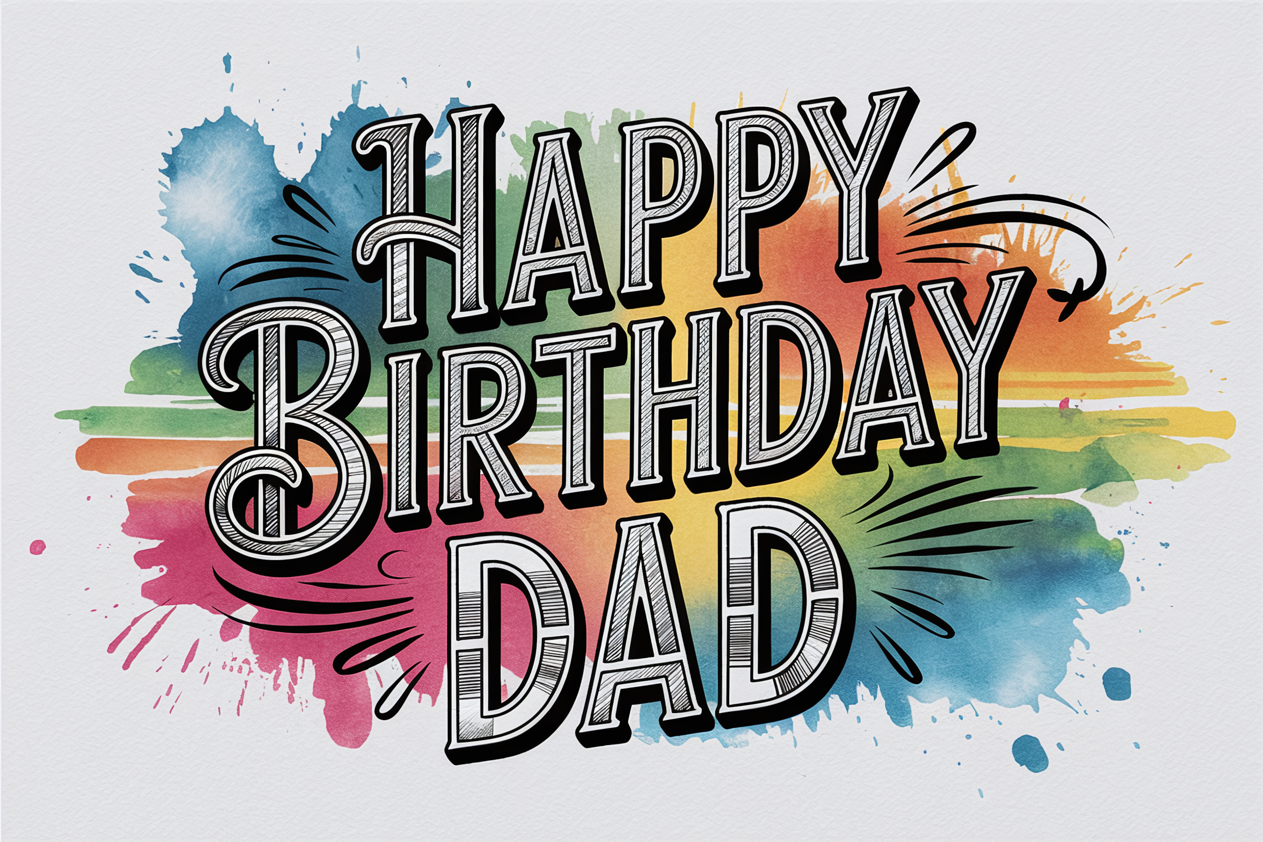 Free Download Happy Birthday Dad Watercolor Card