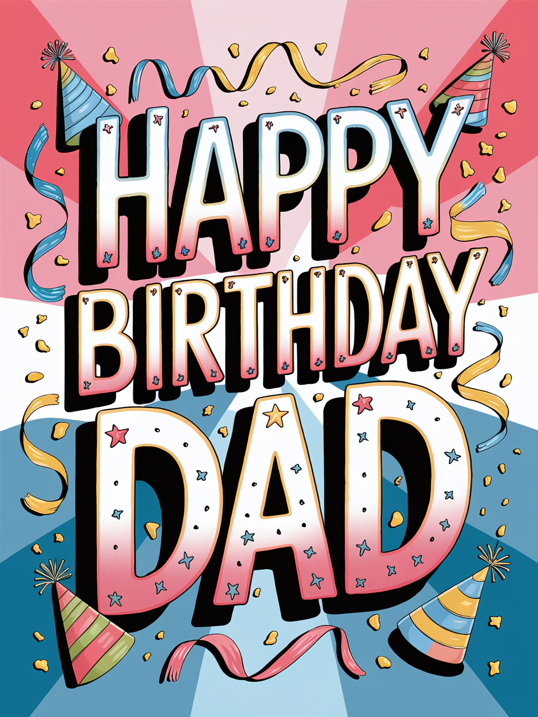 Free Download Hand Drawn Happy Birthday Dad Card